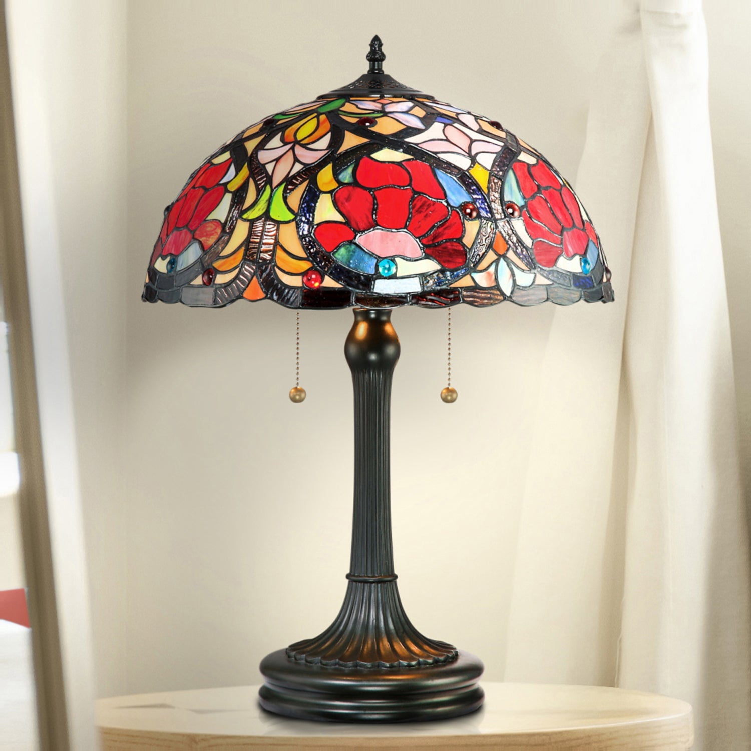 Luxury Tuscan Tiffany Table Lamp, Large Size: 23''H x 15.5''W, with Old ...