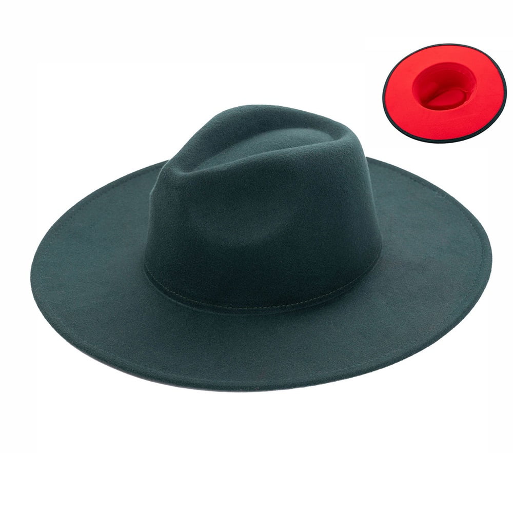 Luxury Unisex Wide Brim Vintage Aussie Felt Fedora Hat 2-Toned Forest ...