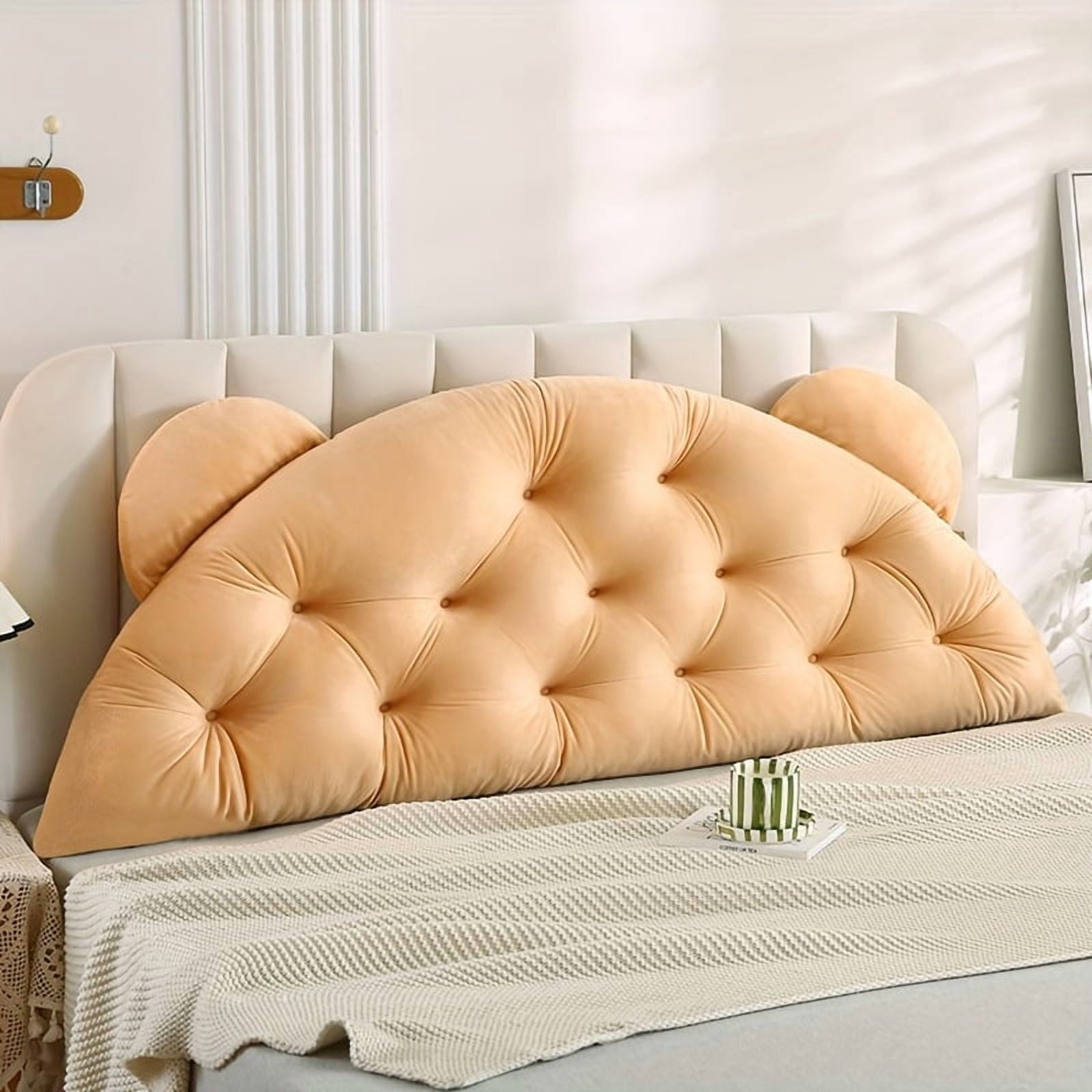 Luxury Velvet Bed Rest Pillow - Ergonomic Headrest for Reading/Watching ...