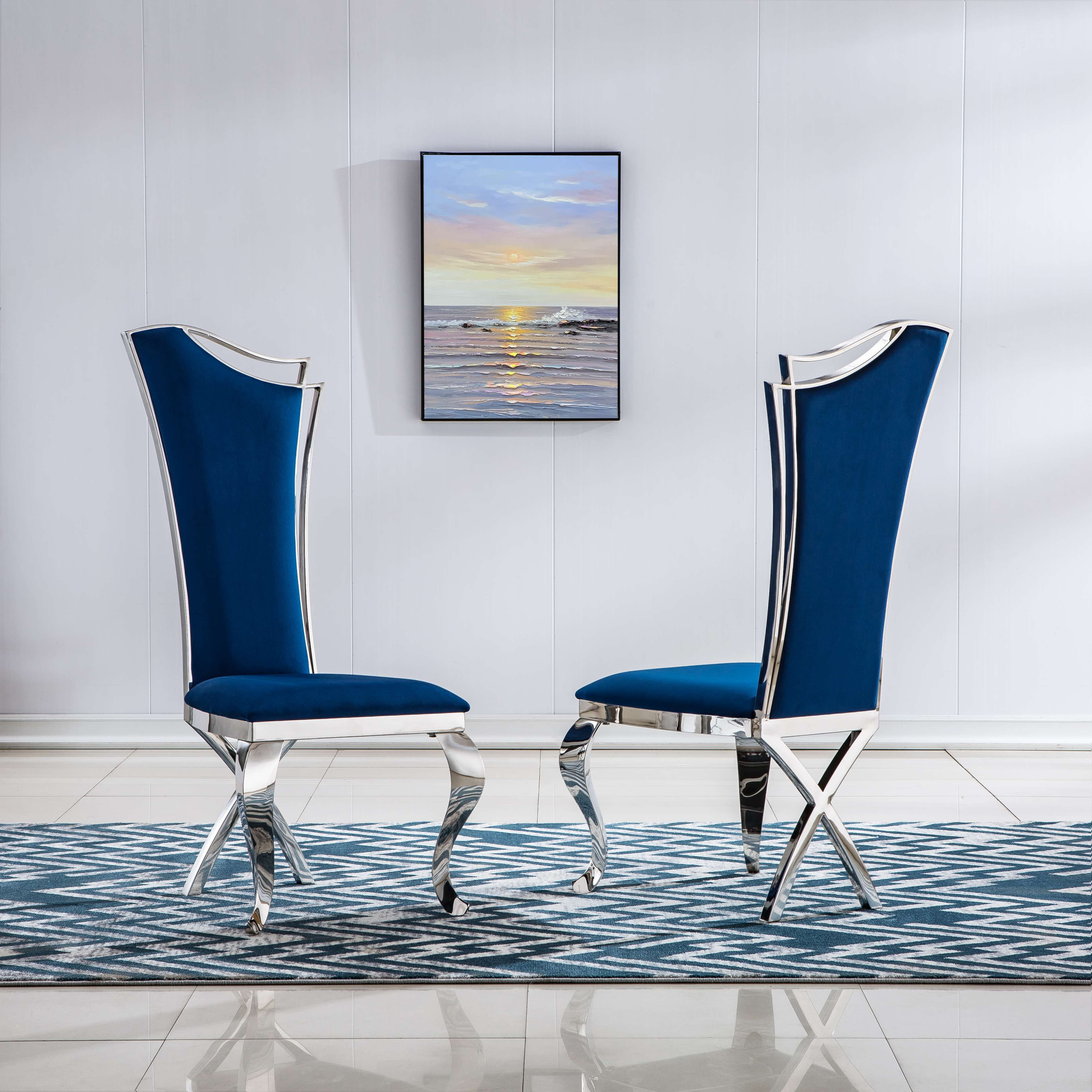Luxury Velvet Dining Chairs, Modern Dining Chair with Stainless Metal ...