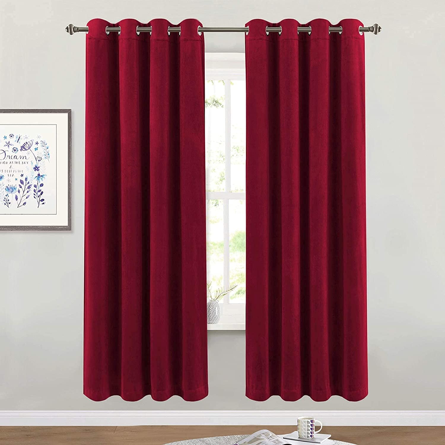Luxury Velvet Drapes 72-Inch Long - Theater Red Velvet Curtain Panels ...
