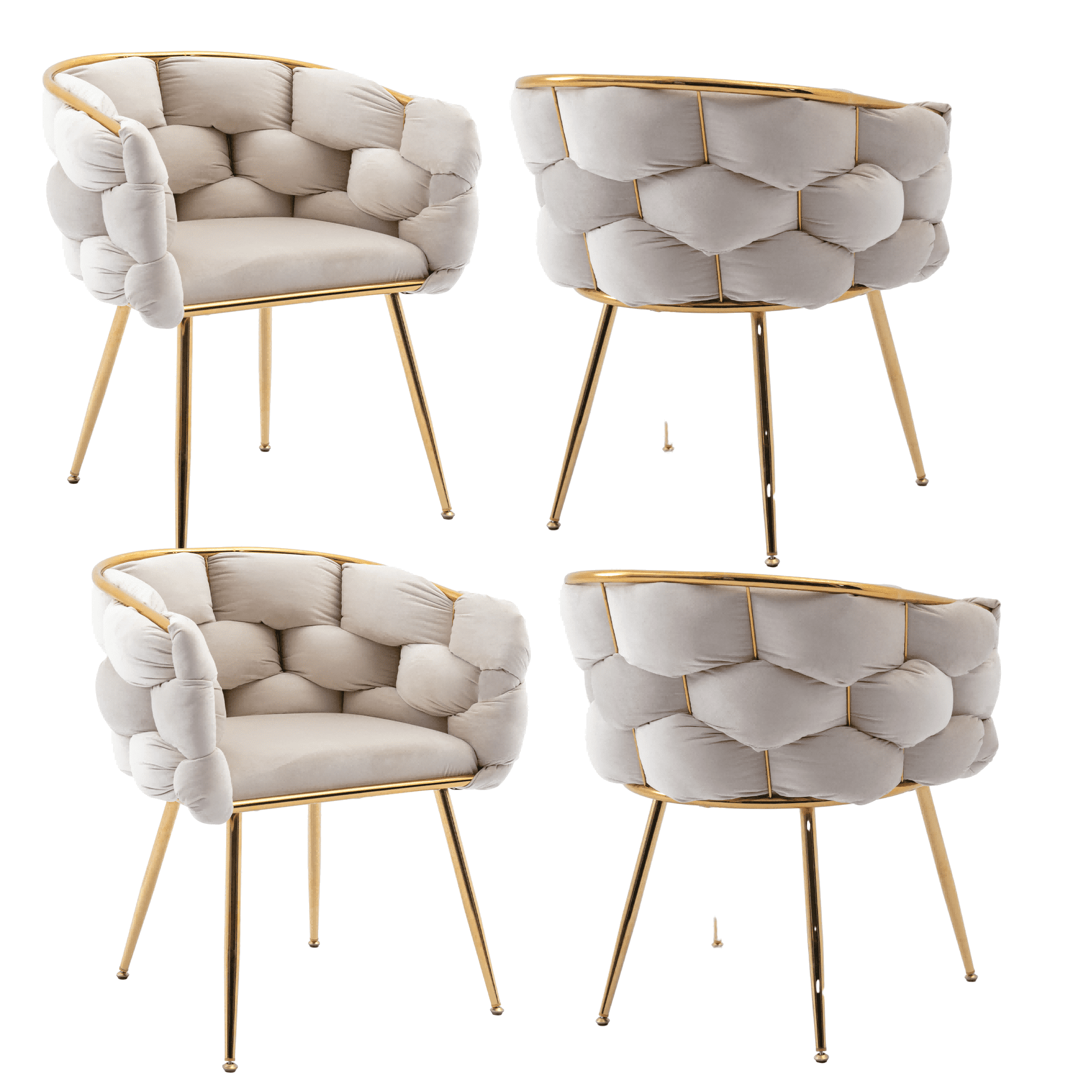 Luxury Velvet Single Sofa Chair, Modern Dining Chair with Golden Metal ...