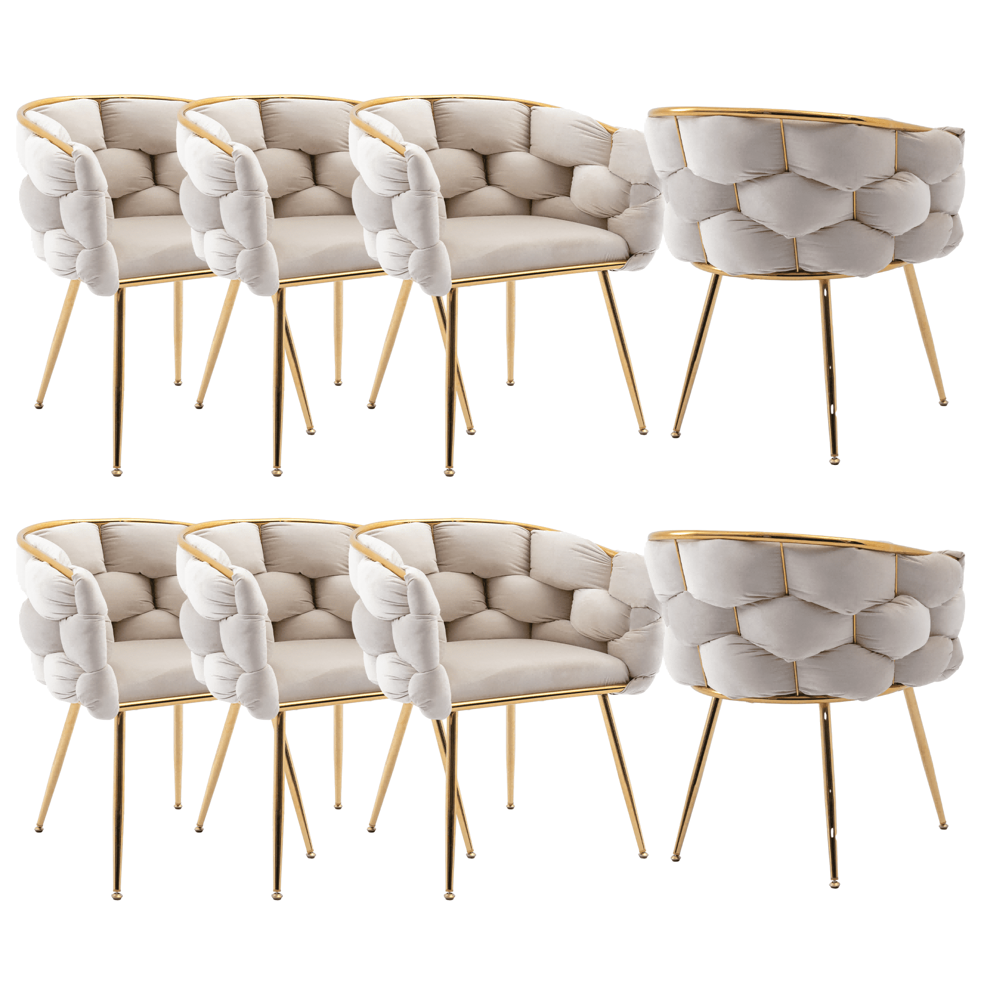 Luxury Velvet Single Sofa Chair, Modern Dining Chair with Golden Metal ...