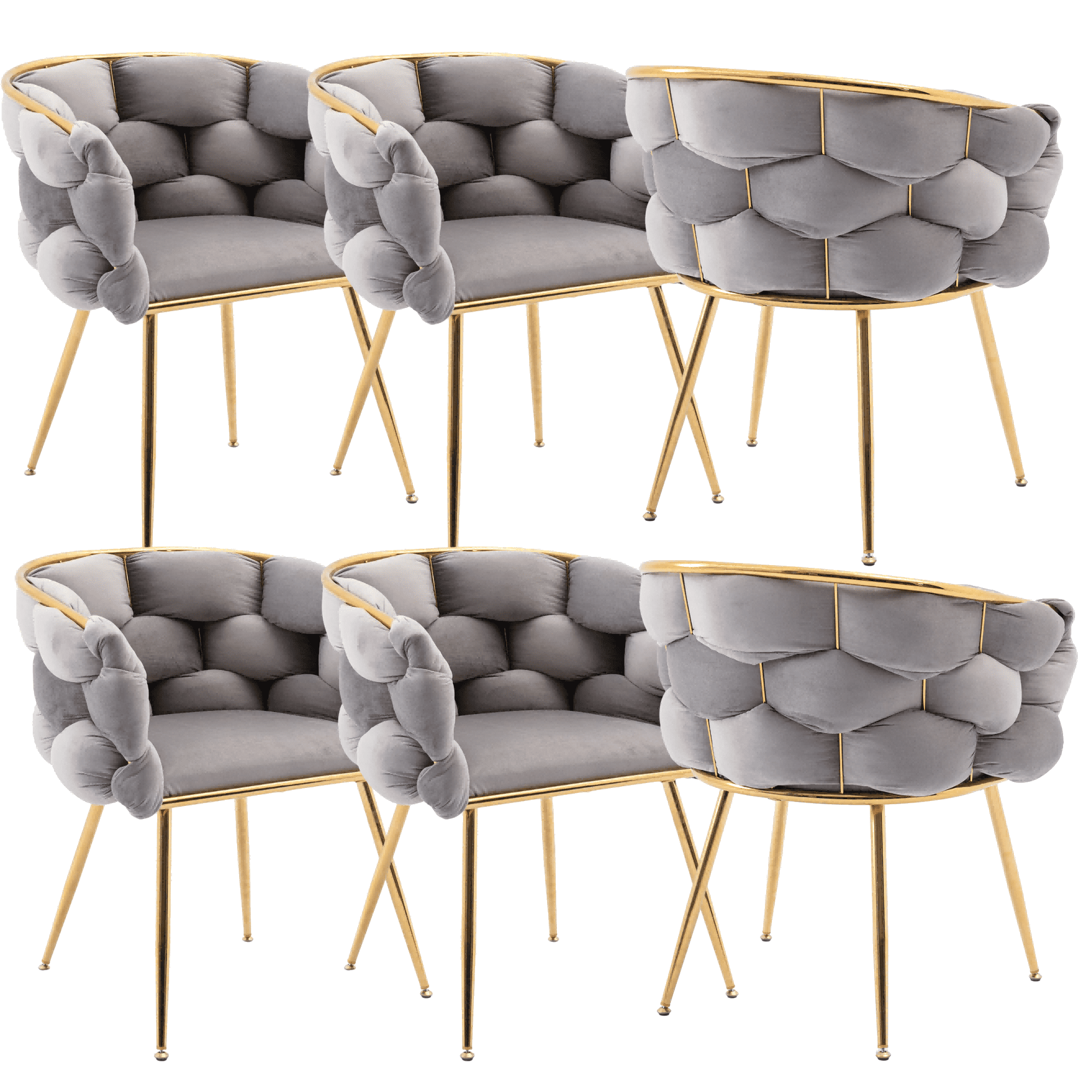 Luxury Velvet Single Sofa Chair, Modern Dining Chair with Golden Metal ...