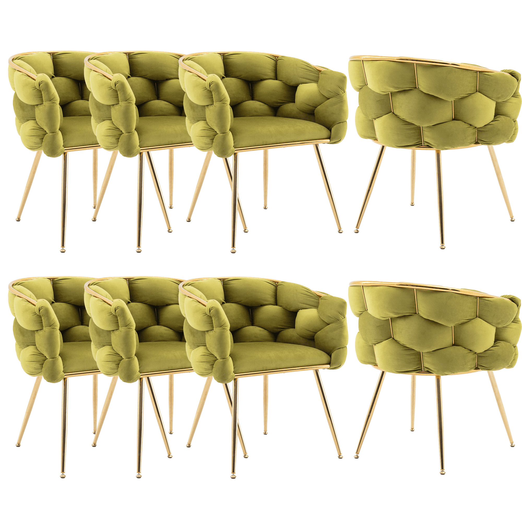 Luxury Velvet Single Sofa Chair, Modern Dining Chair with Golden Metal ...