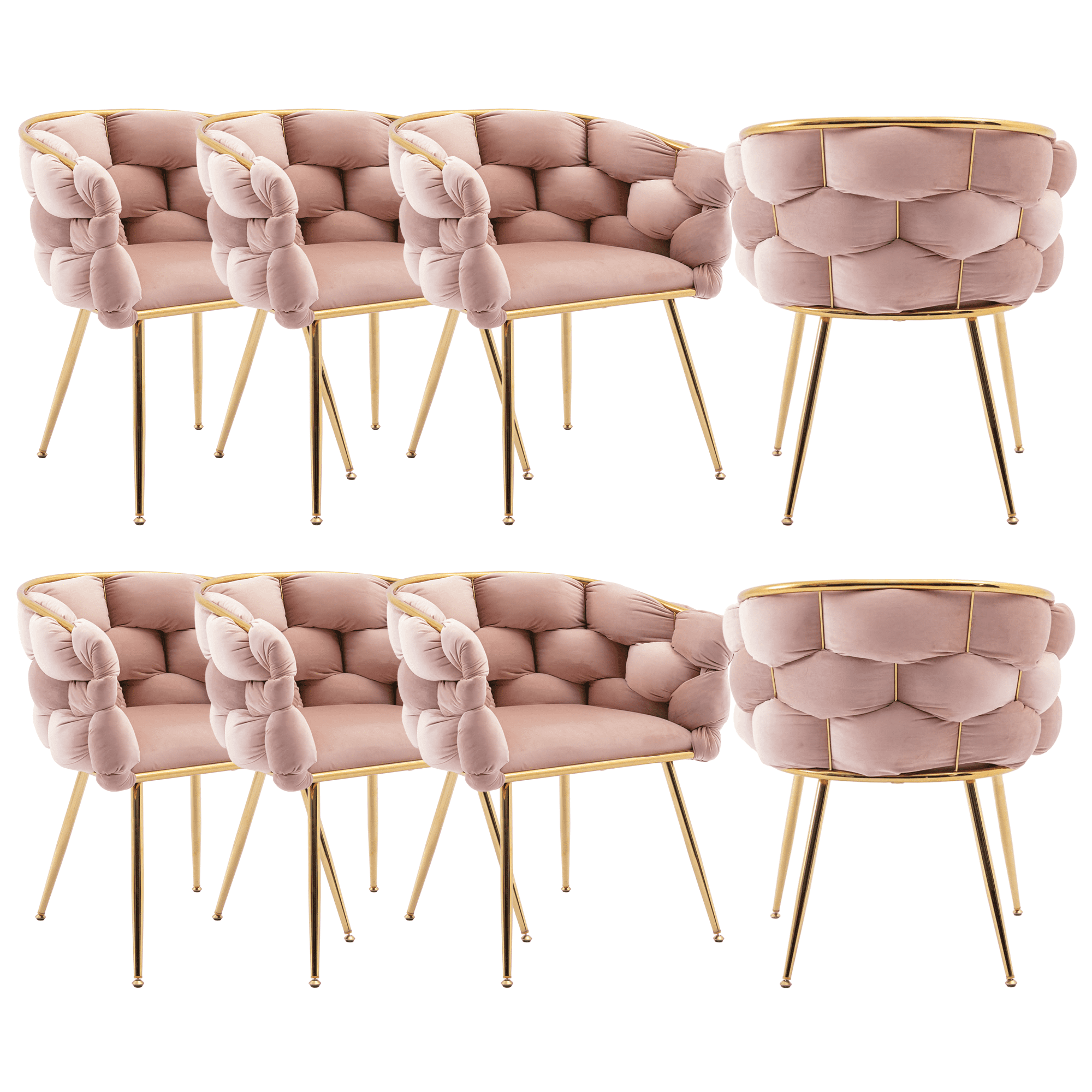 Luxury Velvet Single Sofa Chair, Modern Dining Chair with Golden Metal ...