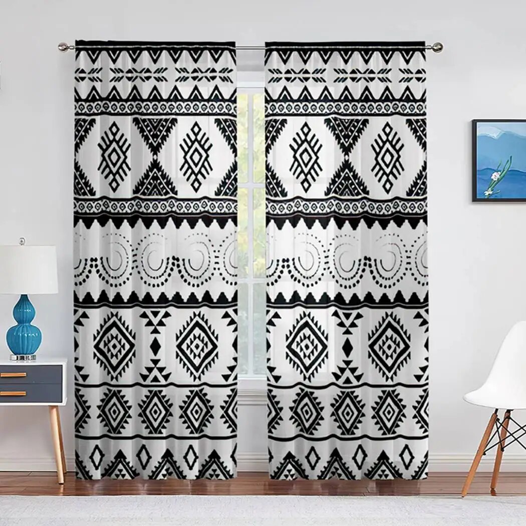 Luxury Vintage Retro Texture Curtain Ethnic Colorful Polyester Pongee ...