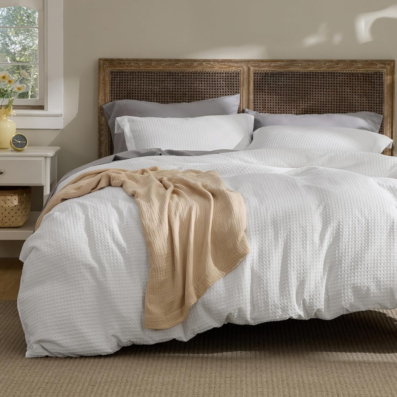 Luxury Waffle Duvet Cover King Size - Textured Duvet Cover Set, Soft ...