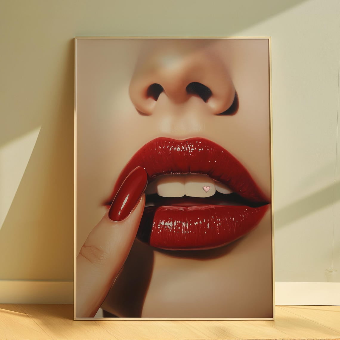 Luxury Wall Decor Red Lips Print For Girls Room Aesthetic Woman Wall ...