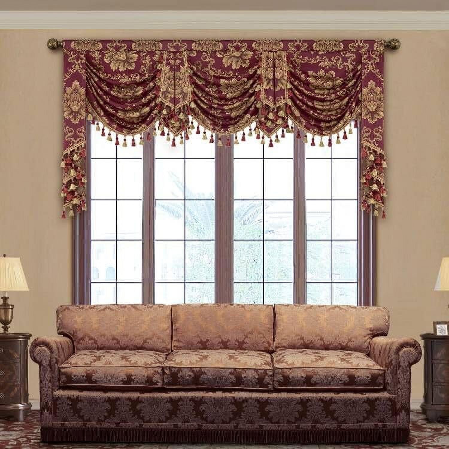 Luxury Waterfall Valances for Living Room, Classic Jacquard Thick Swag ...