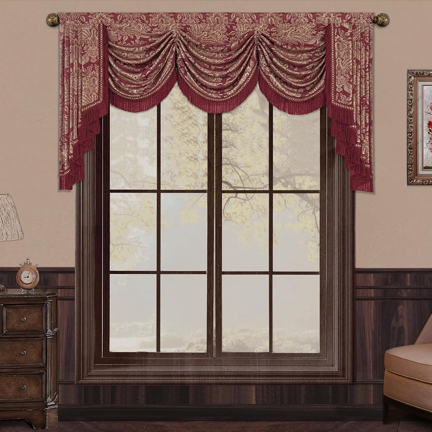 Luxury Waterfall Valances for Living Room, Elegant Jacquard Thick Swag ...