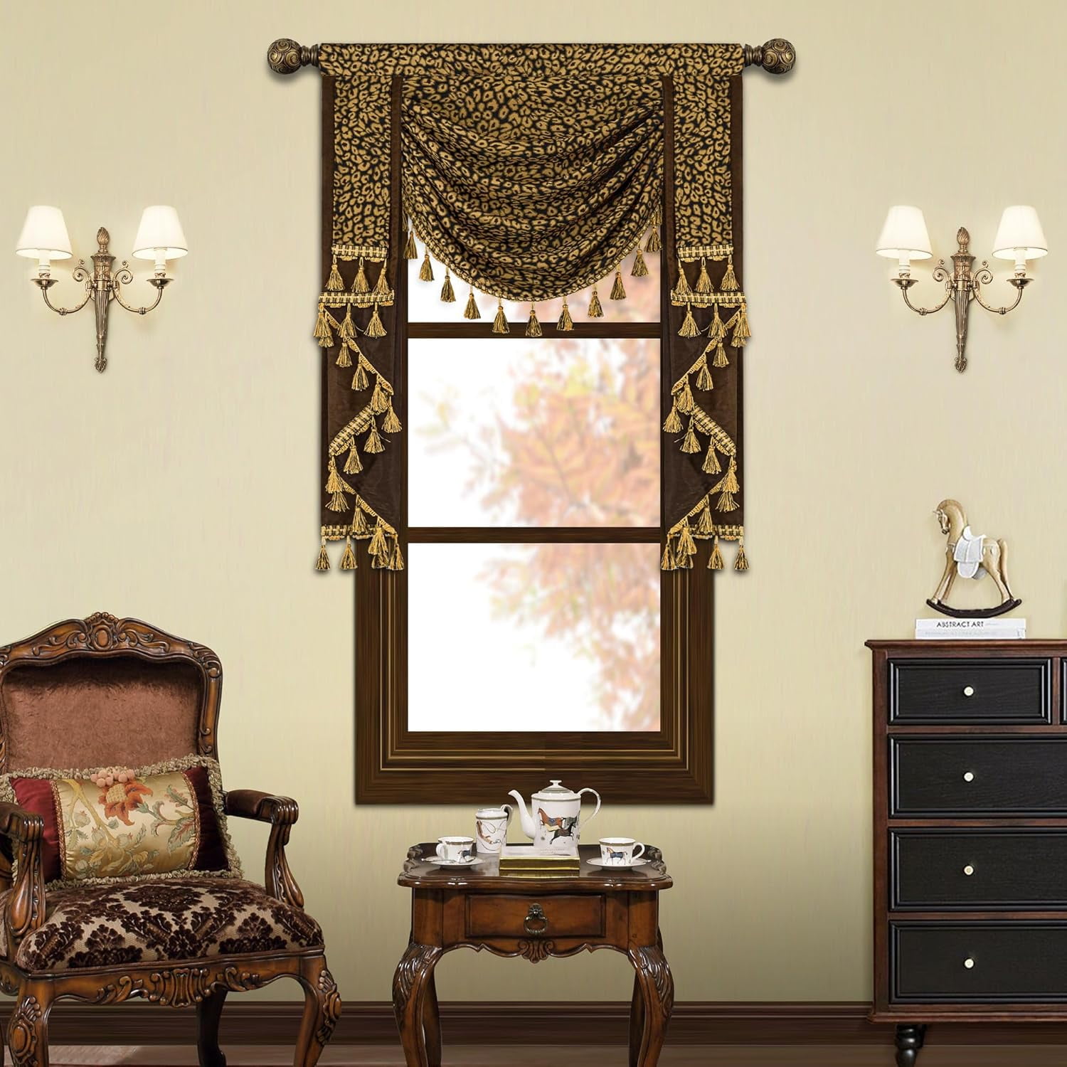 Luxury Waterfall Valances for Windows, Boho Jacquard Thick Swag ...