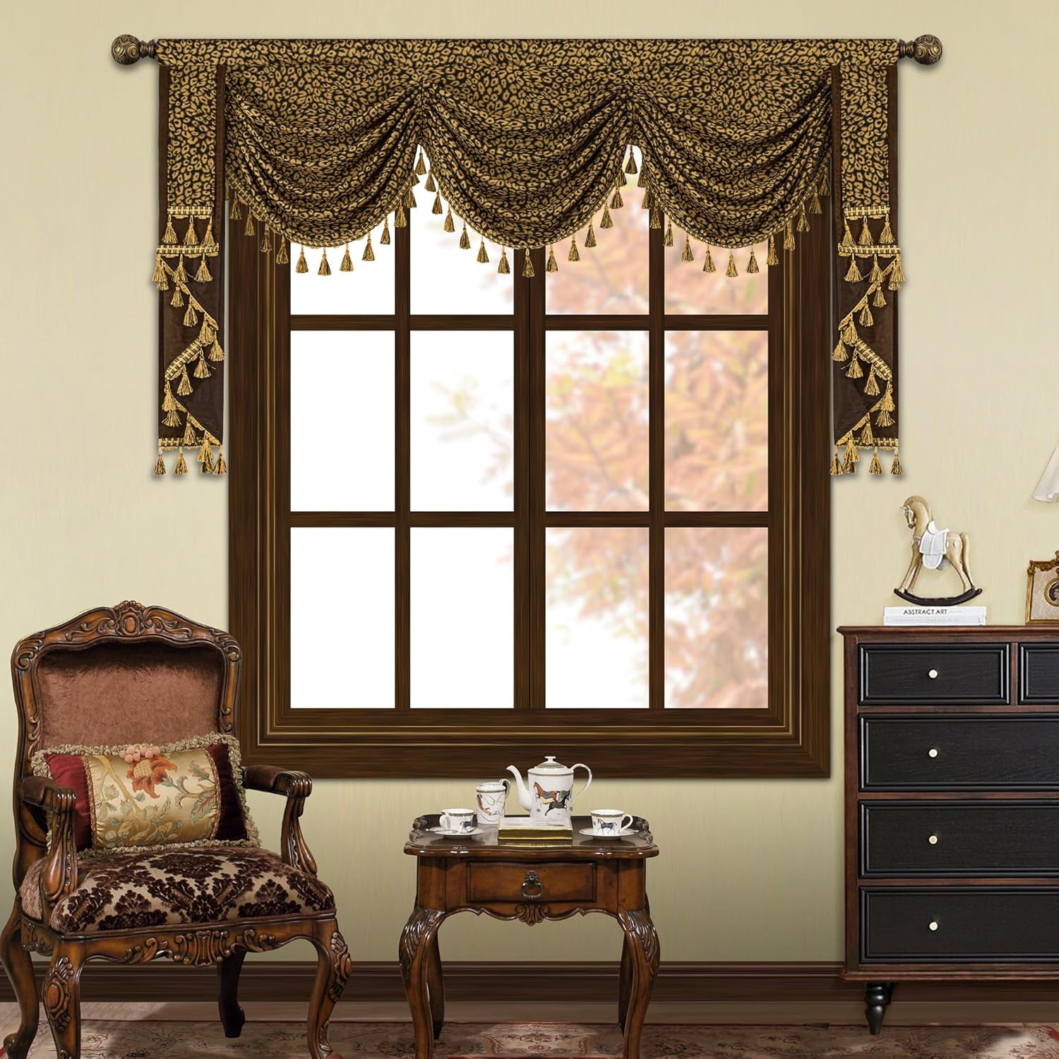 Luxury Waterfall Valances for Windows, Boho Jacquard Thick Swag ...