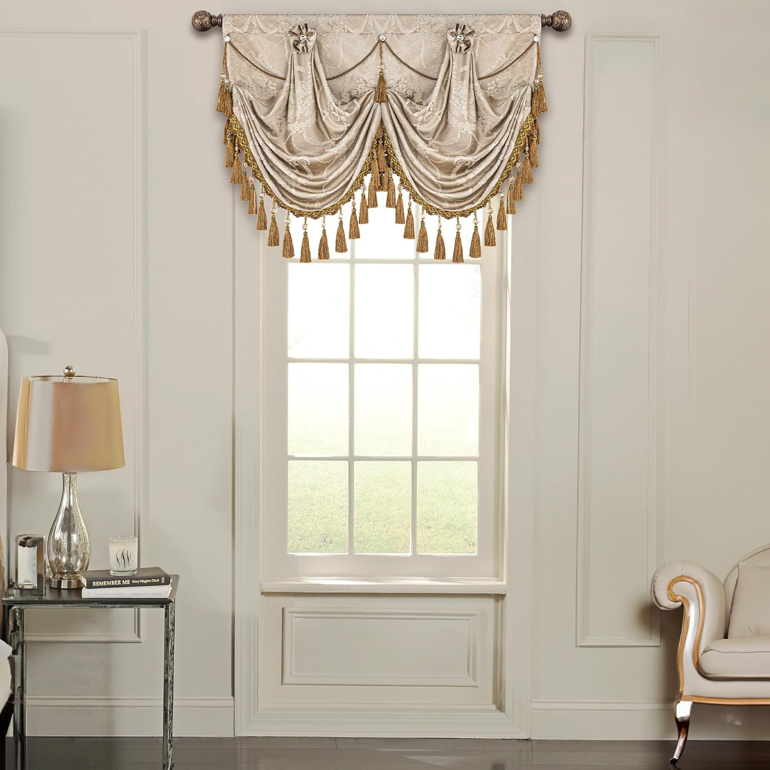 Luxury Waterfall Valances for Windows, Elegant Jacquard Thick Swag ...