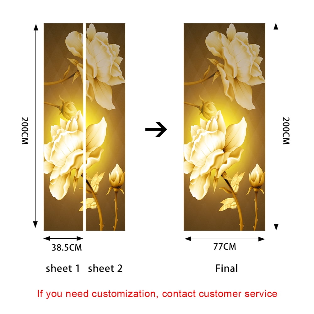 Luxury White Flower Pattern Simulation Door Sticker Stairway Sliding ...