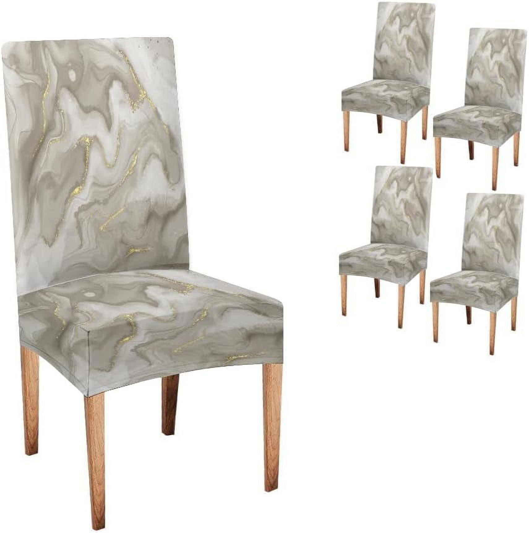 Luxury White Gold Chair Covers,Chair Covers for Dining Room Set of 4 ...