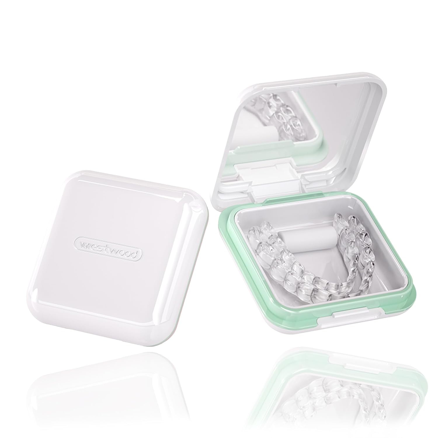 Luxury White Retainer Case with Mirror Orthodontic Aligner Case Dental ...