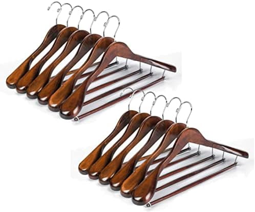 Luxury Wide Shoulder Wooden Hangers 30 Pack, with Locking Bar, Smooth ...