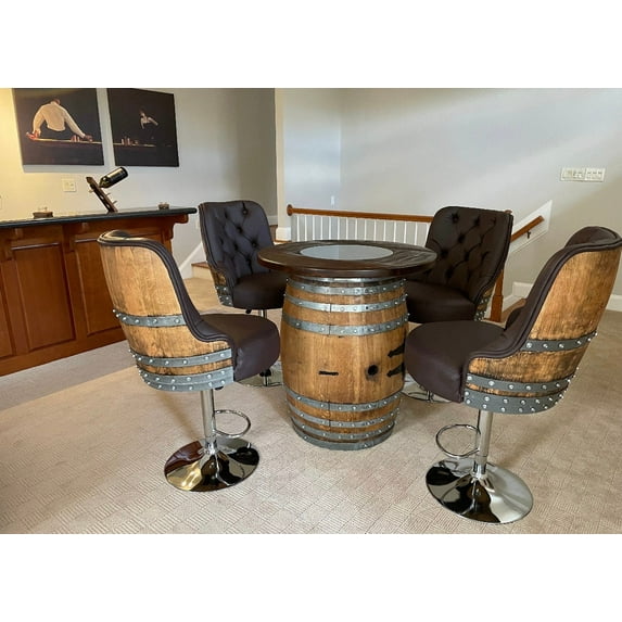 Luxury Wine Barrel Bar Stool - Handcrafted Reclaimed Wood Chair - Pub ...
