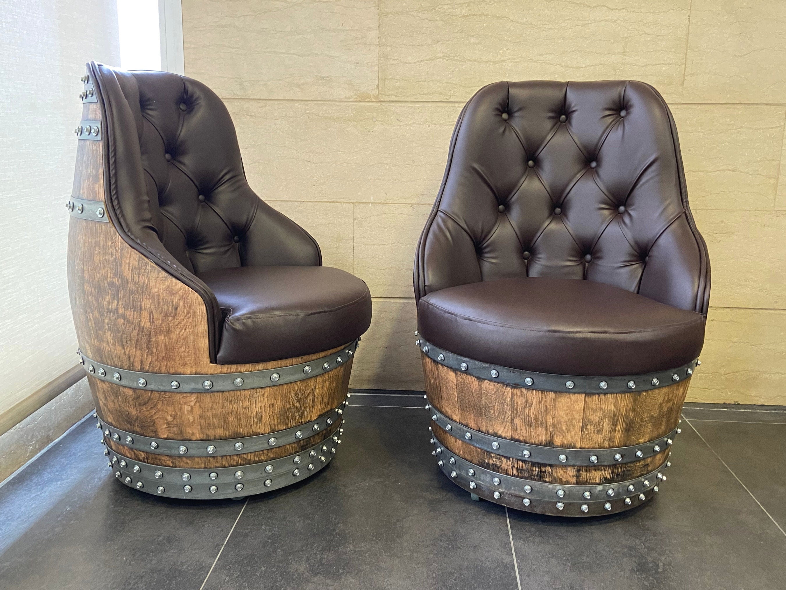 Luxury Wine Barrel Captain Chair - Perfect for Whiskey, Bourbon & Wine ...