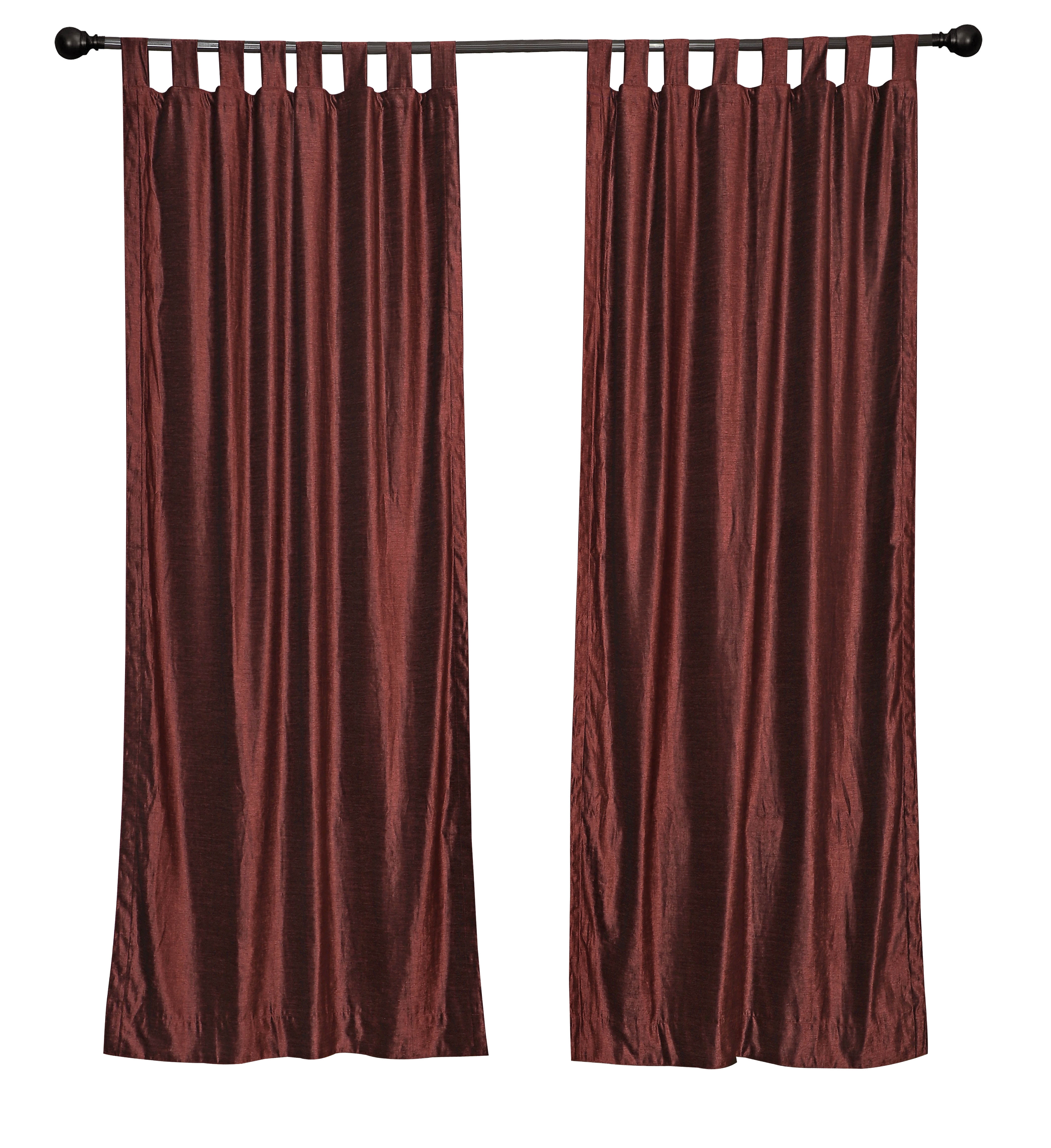 Luxury Wine Velvet Tab TopCurtain with matching tieback-43Wx120L-Piece ...