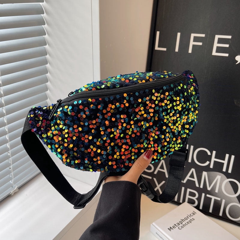 Luxury Women Sequins Waist Bag Fashion Fanny Pack Casual Shoulder ...