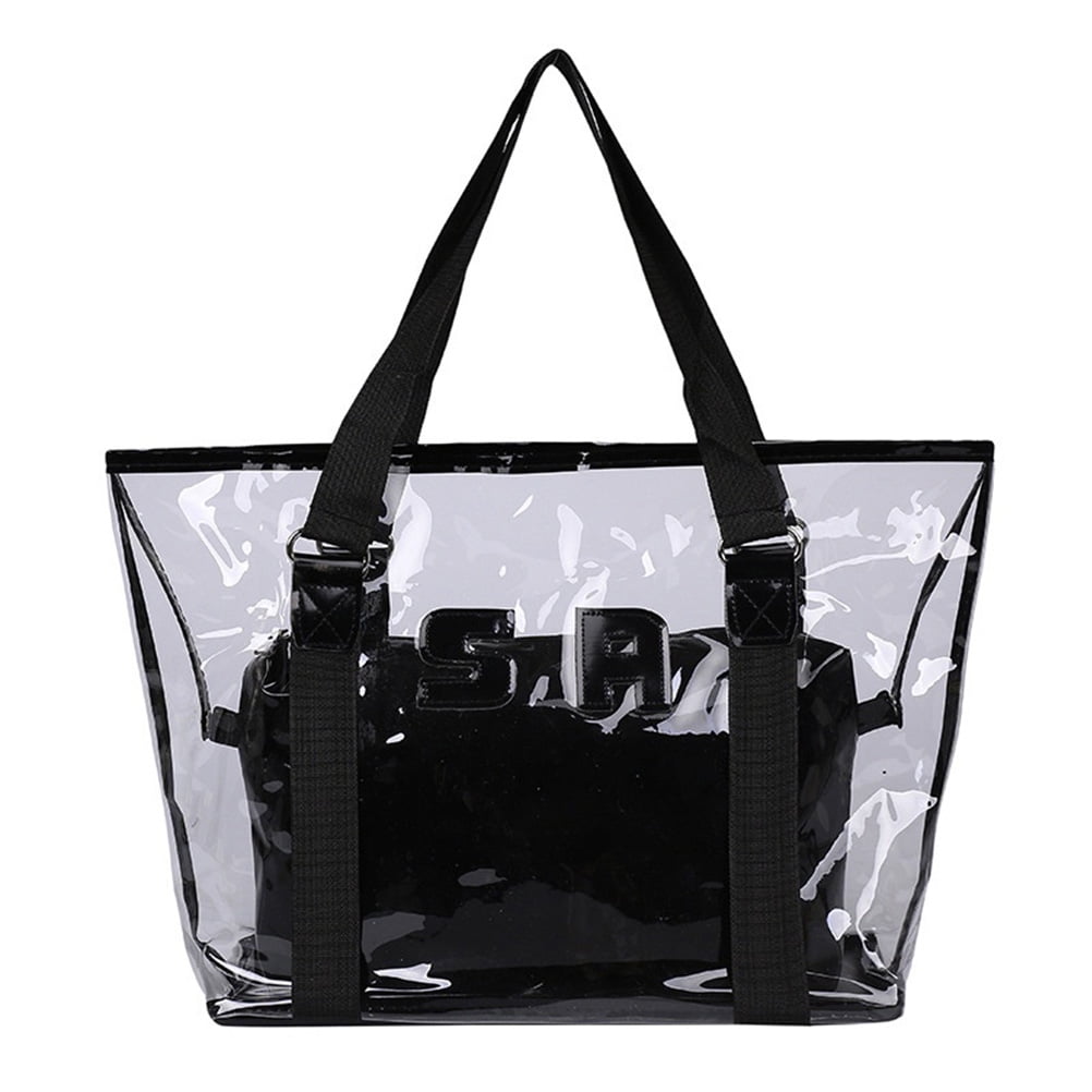 Luxury Women's Girls Transparent Letter PVC Shoulder Tote Handbags ...