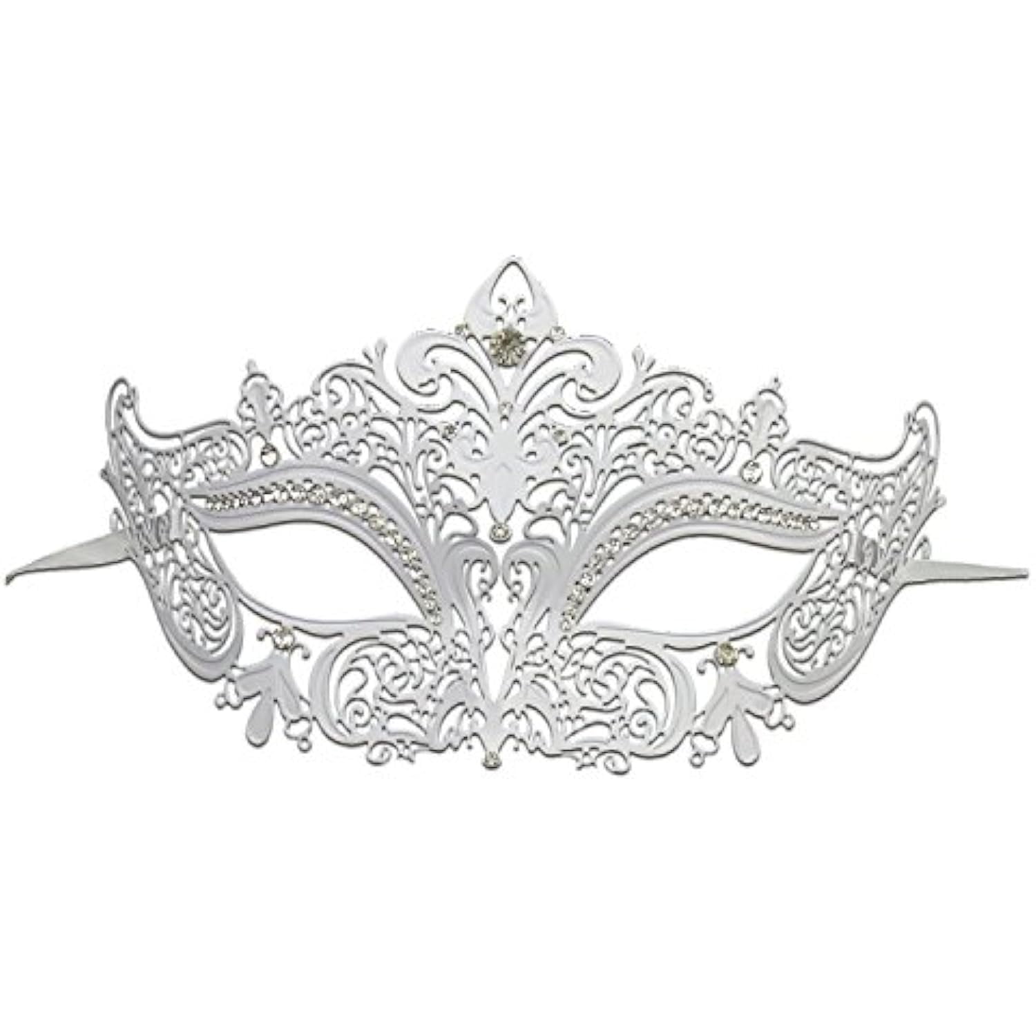 Luxury Women's Laser Cut Metal Venetian Masquerade Crown Mask (White ...