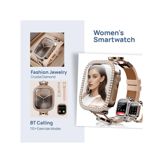 Luxury Women's Smartwatch - Bling Crystal Rhinestones, BT Calling ...