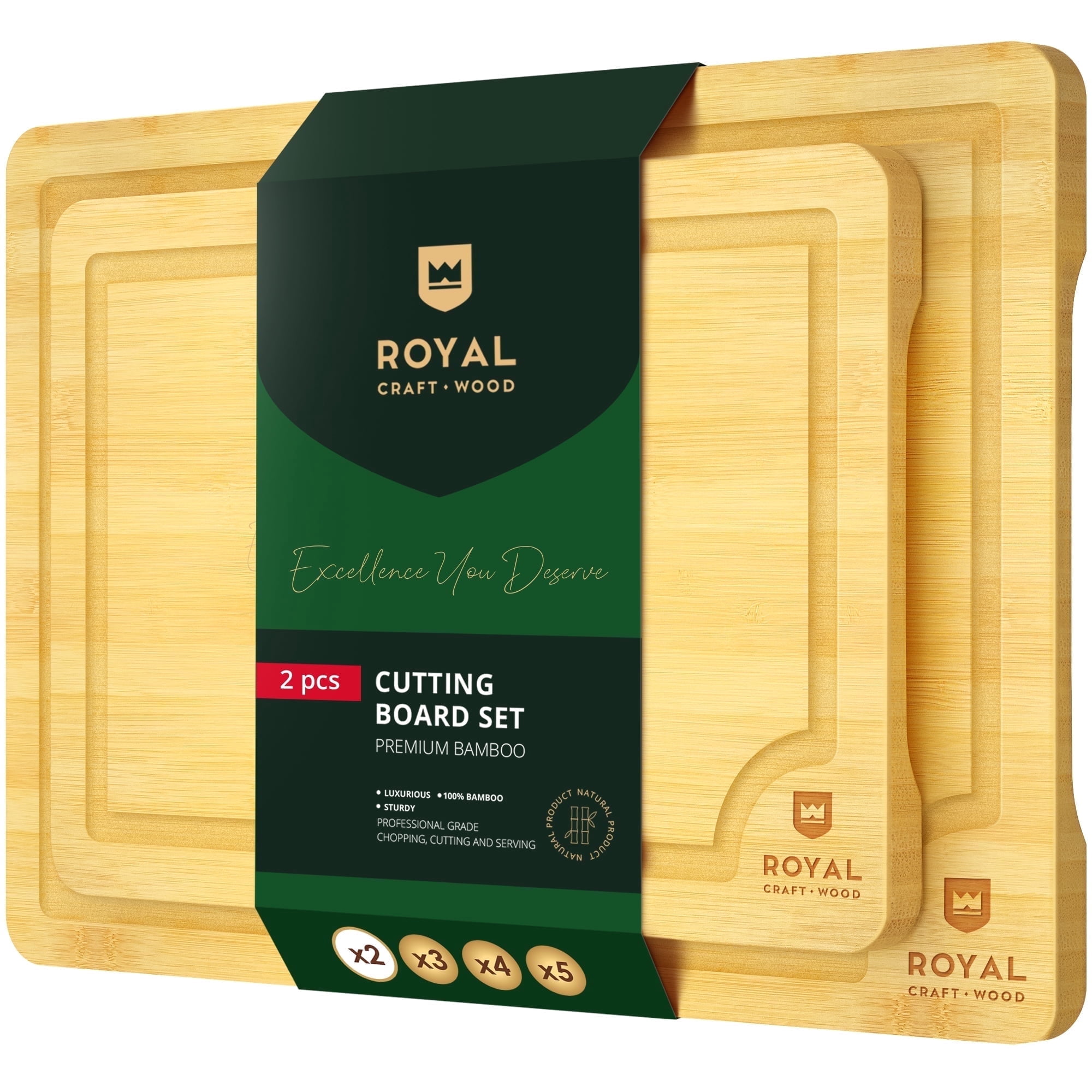 Royal Craft Wood Luxury Bamboo Cutting Board Set for Kitchen - Chopping ...