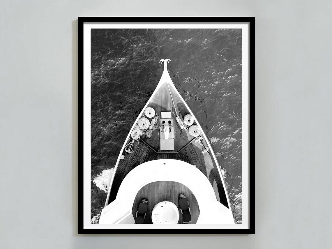 Luxury Yacht Drone View Poster, Summer Decor, Ocean Sail Nautical Art ...