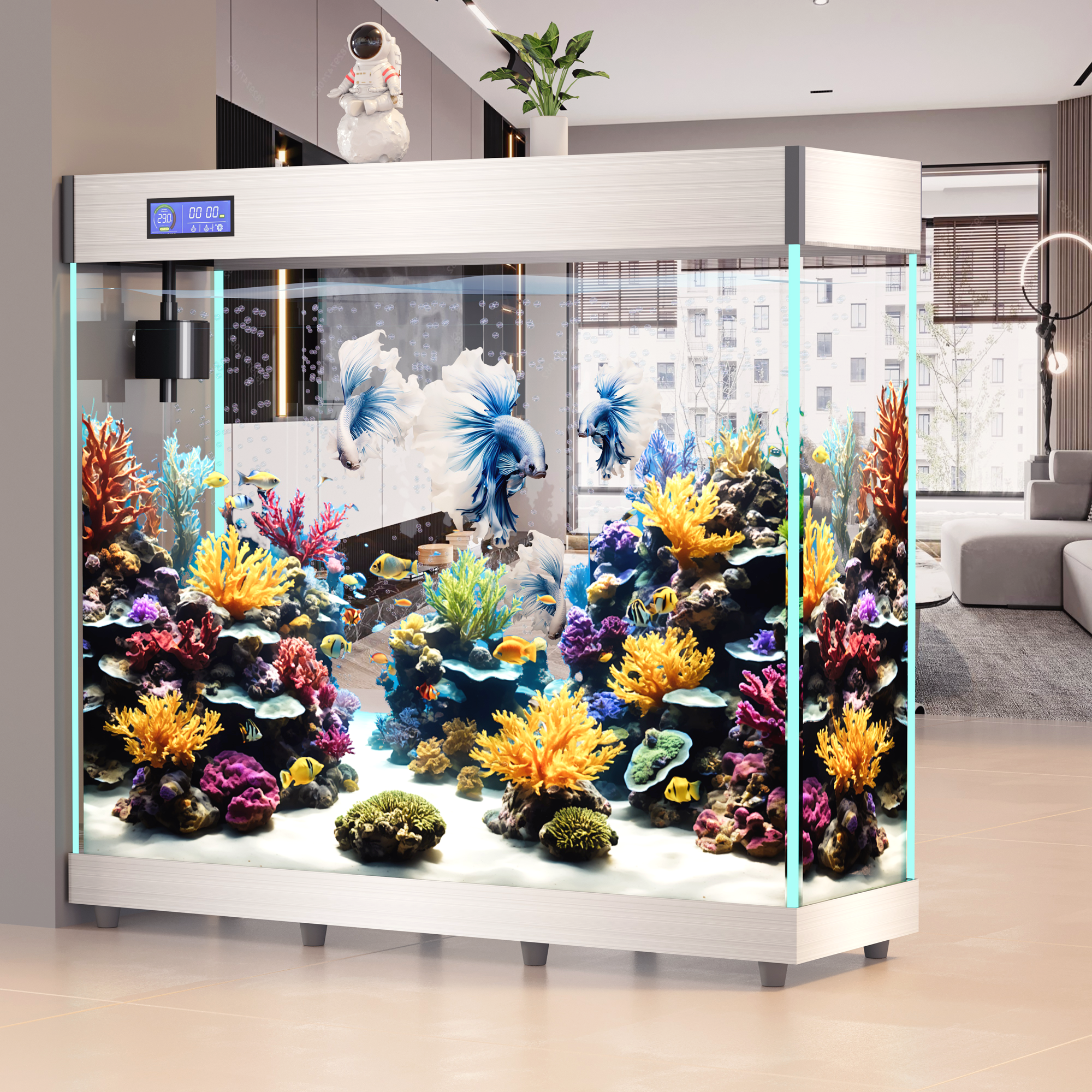 Luxury aquarium 107gal with automatic circulation and light (Silver ...