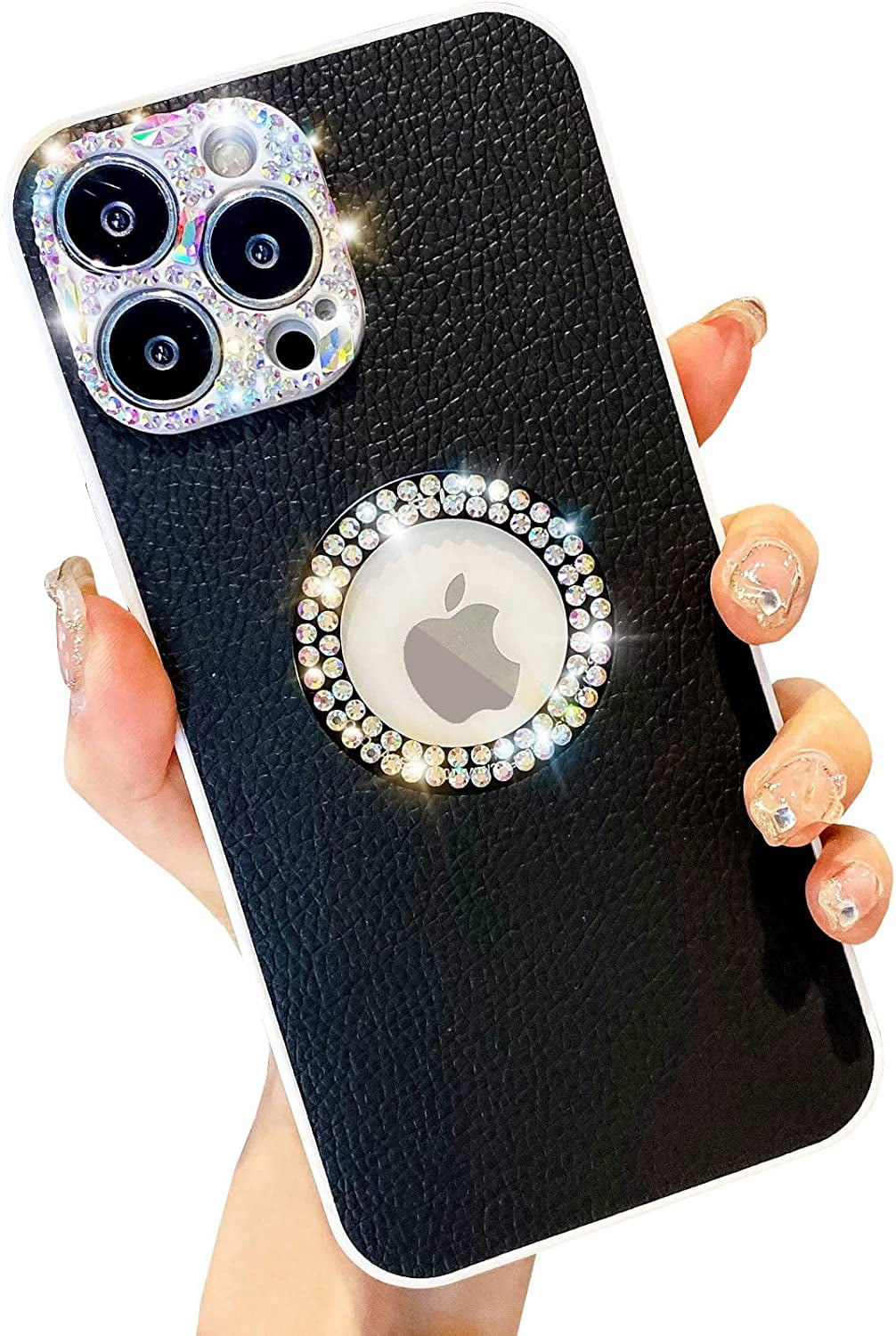 Luxury iPhone 13 Pro Max Leather Case Glitter,Sparkle Bling Rhinestone ...
