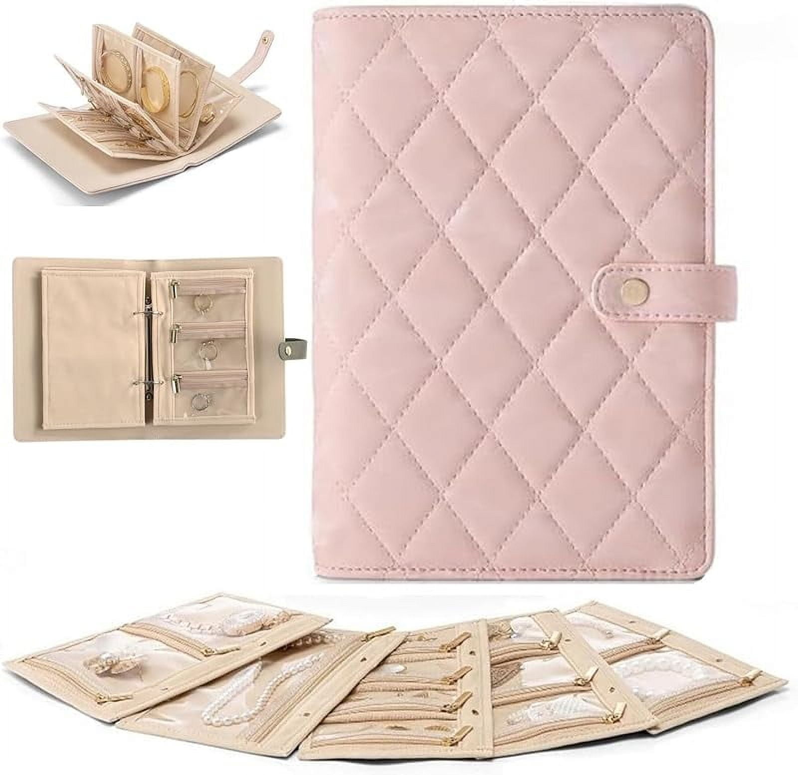 Luxury leather portable jewelry storage book, leather travel jewelry ...