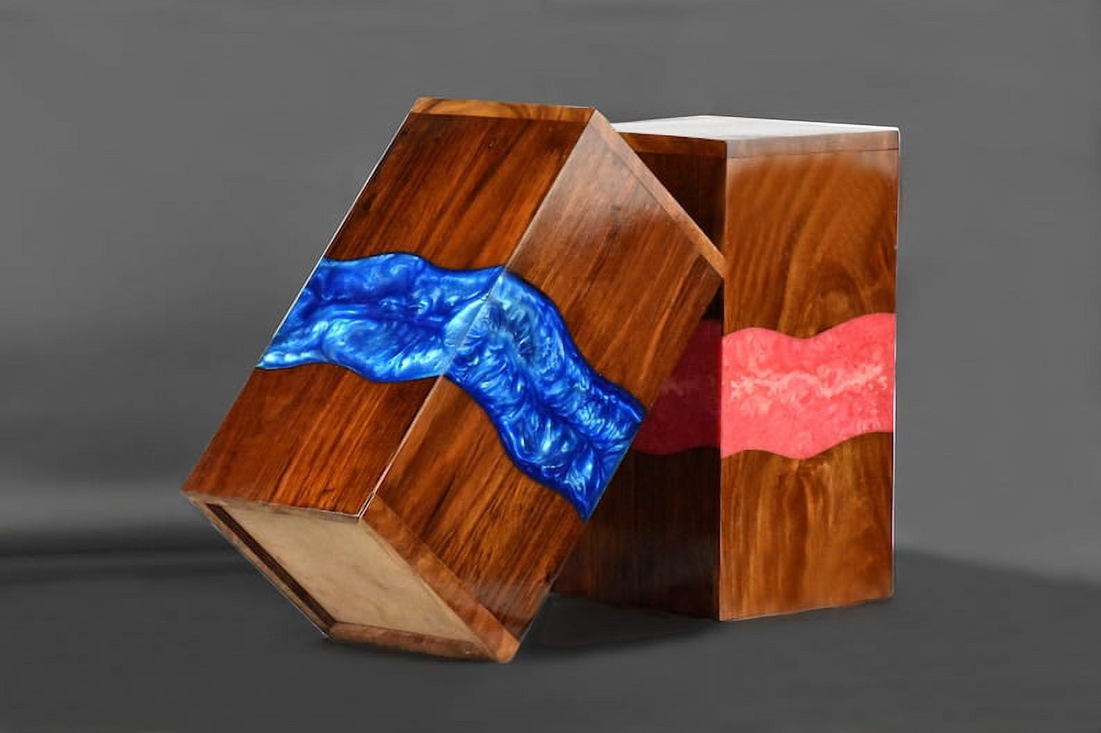 Luxury urn box for human ashes Rosewood and Epoxy Cremation Urns Adult ...