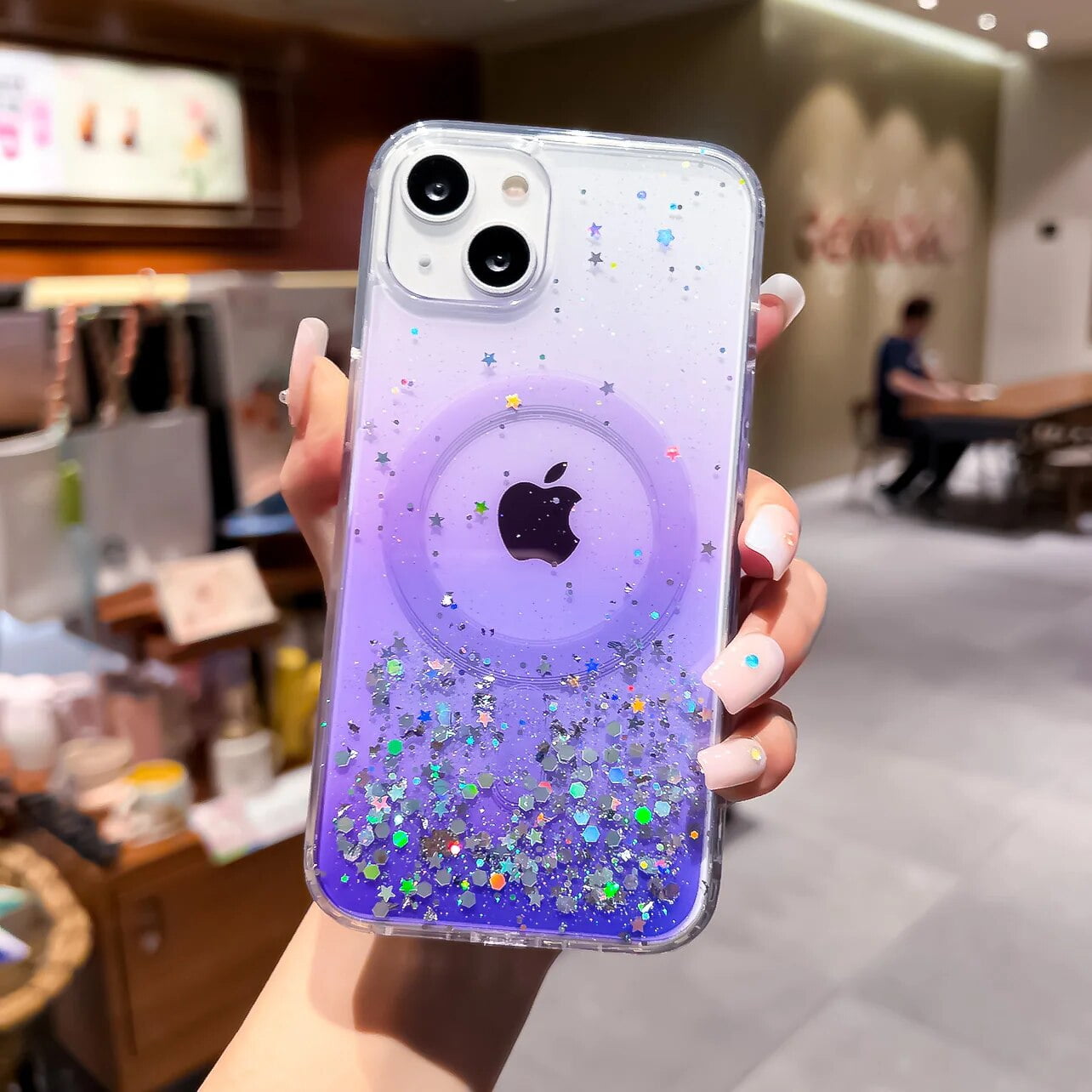 Luxury wireless charging MagSafe glitter transparent phone case for ...