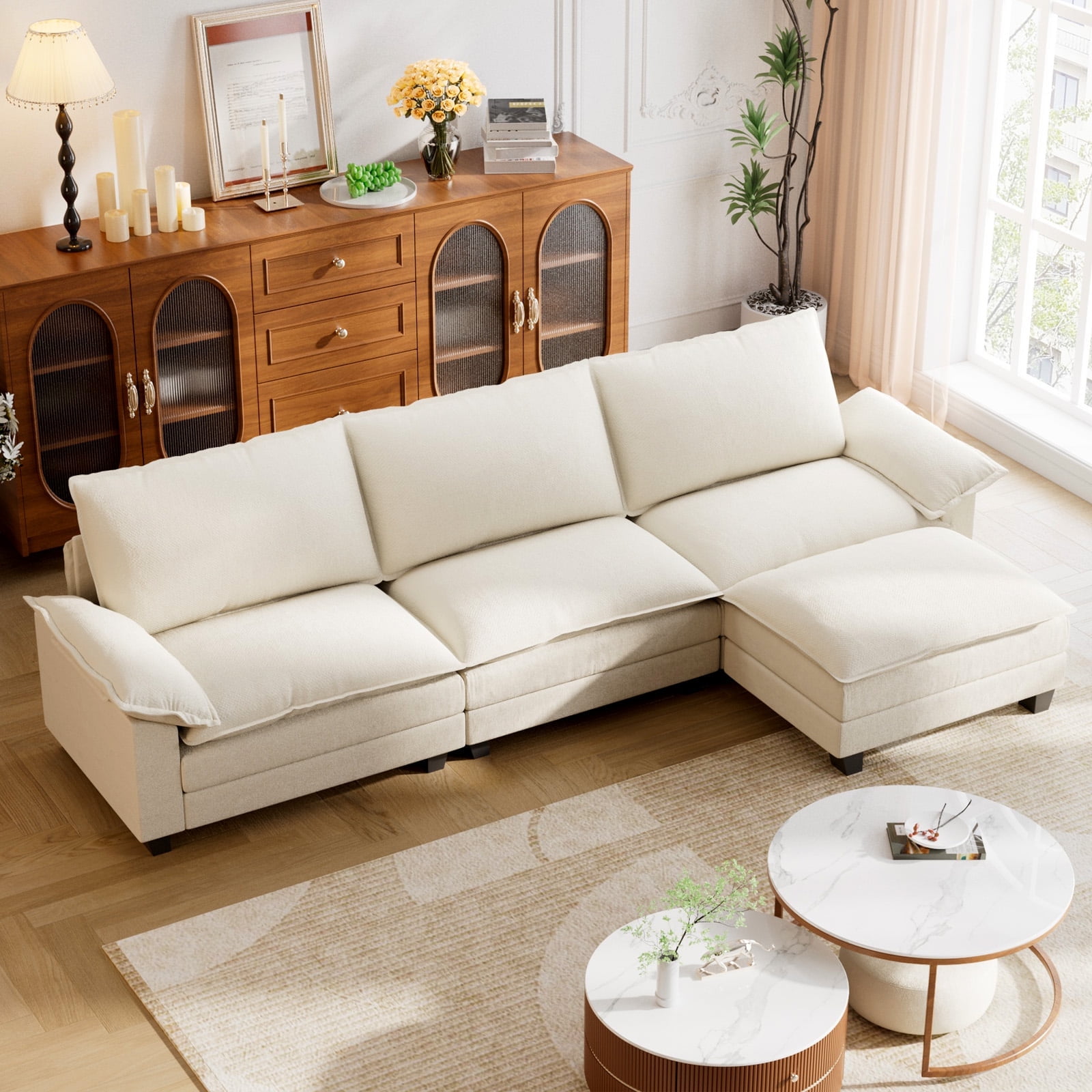 Luxvie 114" Oversized L Shaped Sectional Sofa Couch, Deep Seat Cloud ...