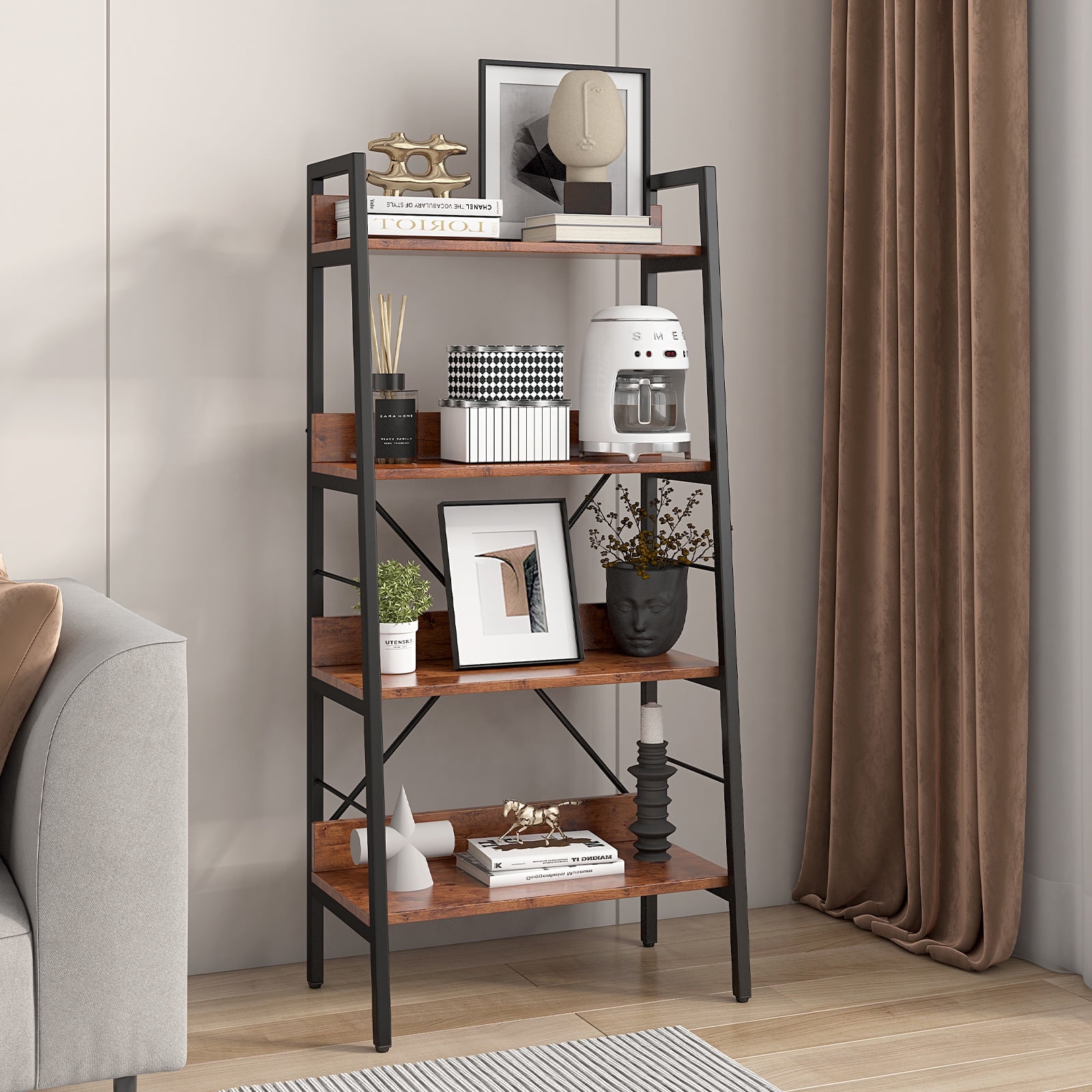 Luxvie 4 Layer Display Bookshelf H Ladder Shelf Storage Shelfs Rack ...