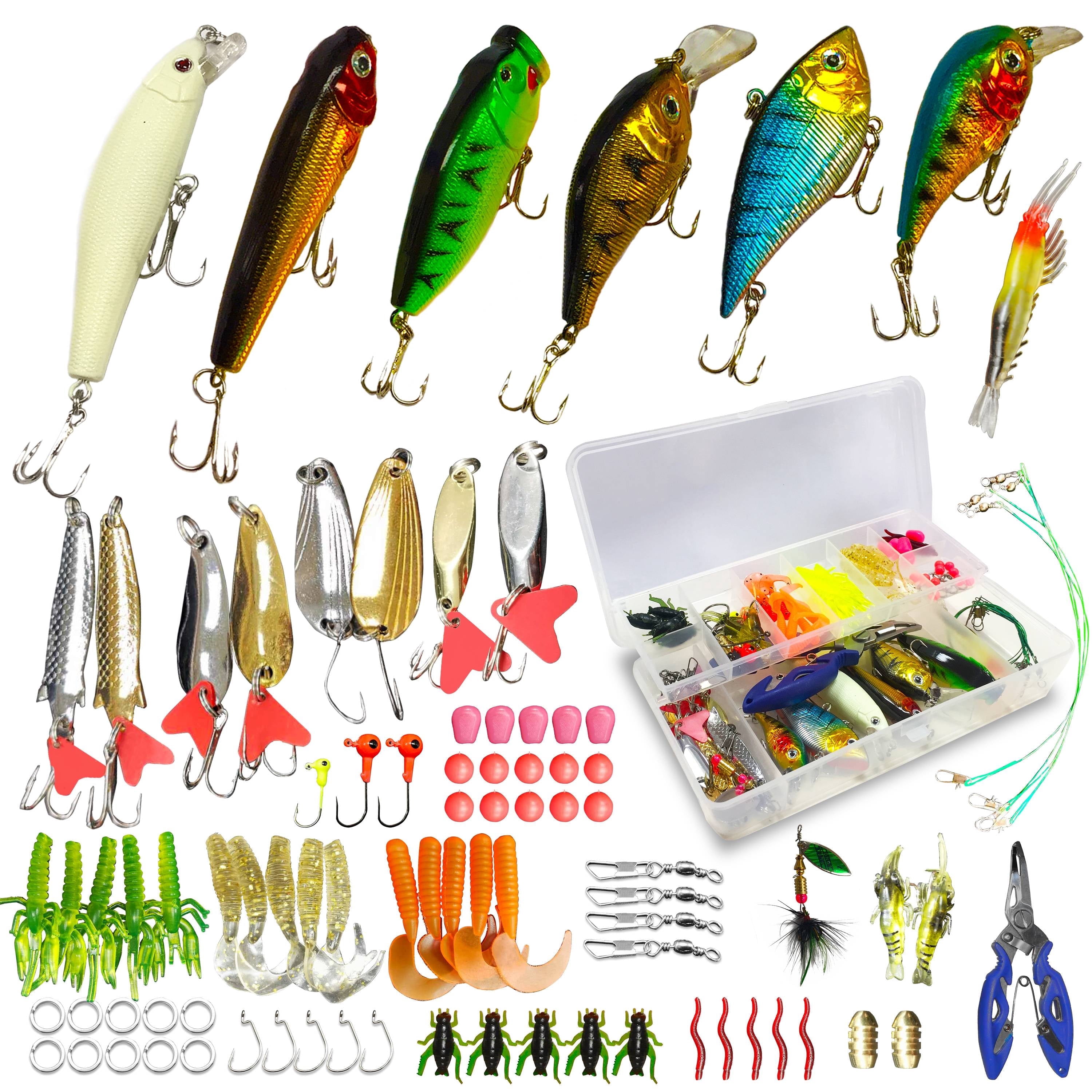 Luxvie 85pcs Fishing Lures Kit for Bass with Free Tackle Box, Fishing ...