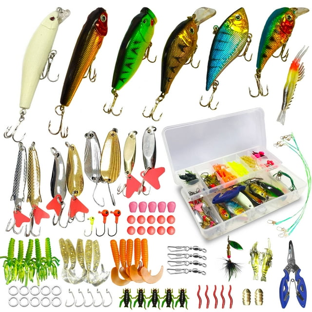 Luxvie 85pcs Fishing Lures Kit for Bass with Free Tackle Box, Fishing ...