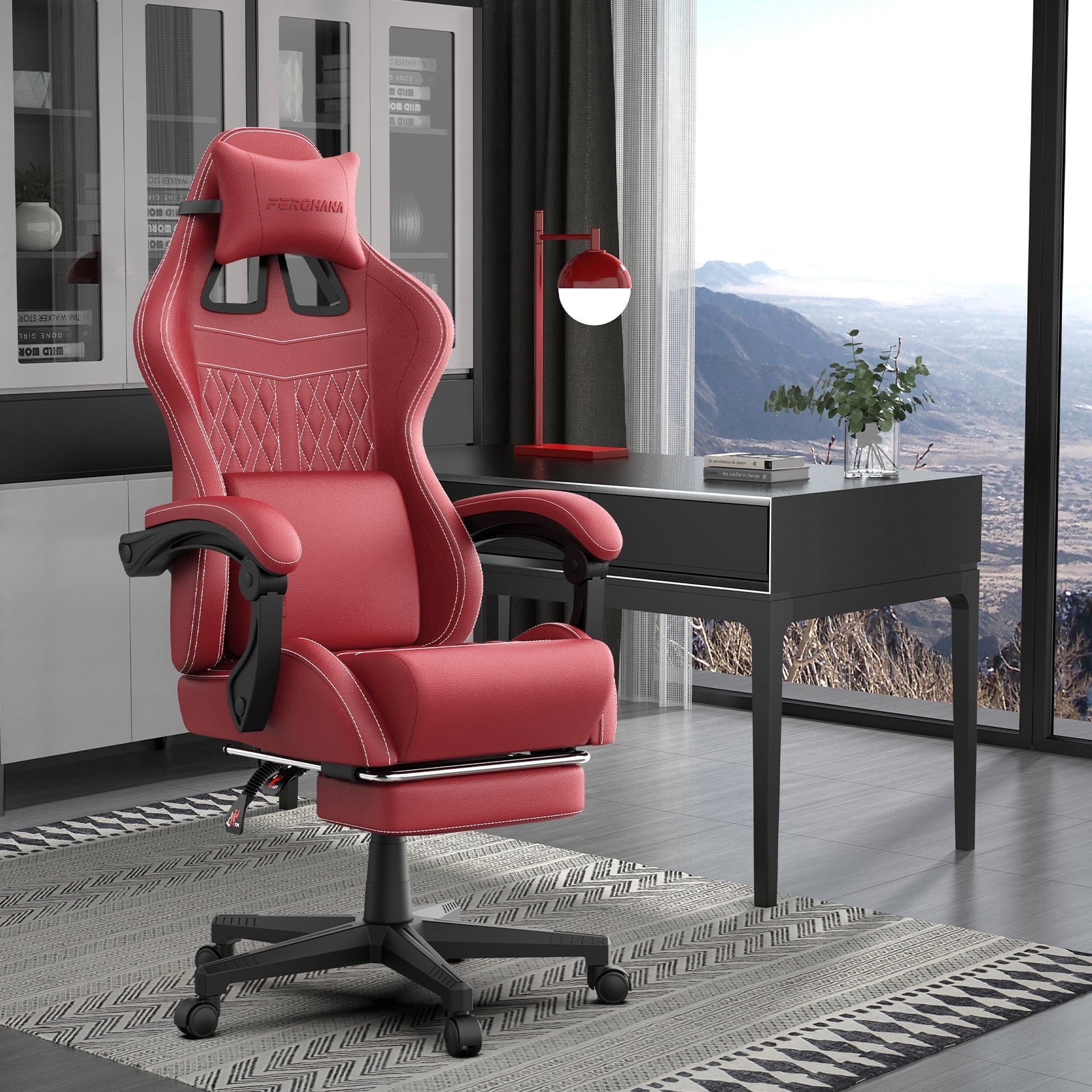 Luxvie Gaming Chair with Footrest Computer Ergonomic Office Chair with ...