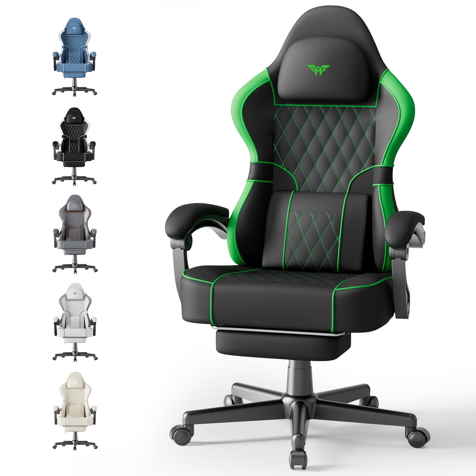 Luxvie PU Leather Gaming Chair with Footrest High Back Ergonomic Office ...