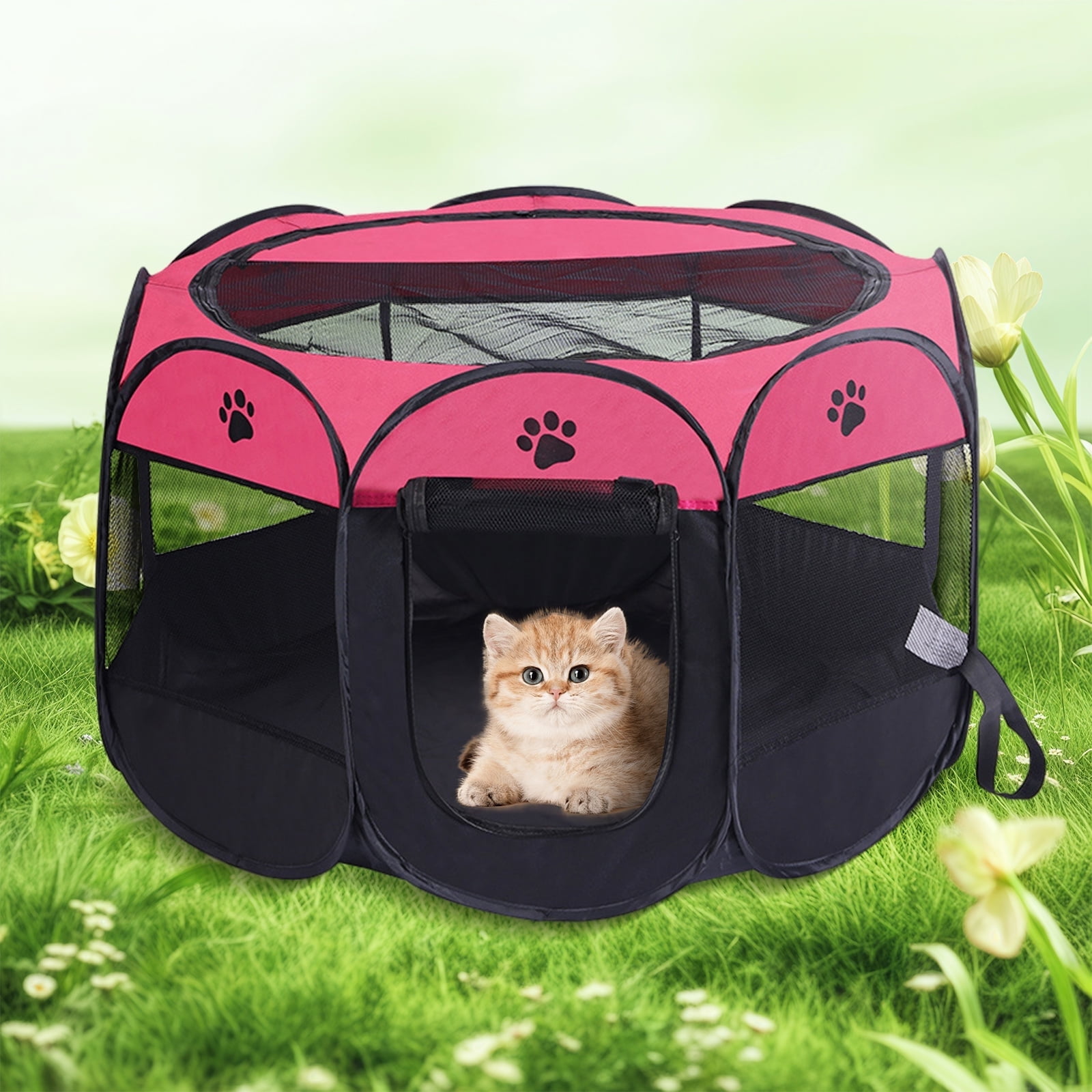 Luxvie Portable Pet Playpen Dog Cat Playpen Cat Cage Indoor with Mesh ...