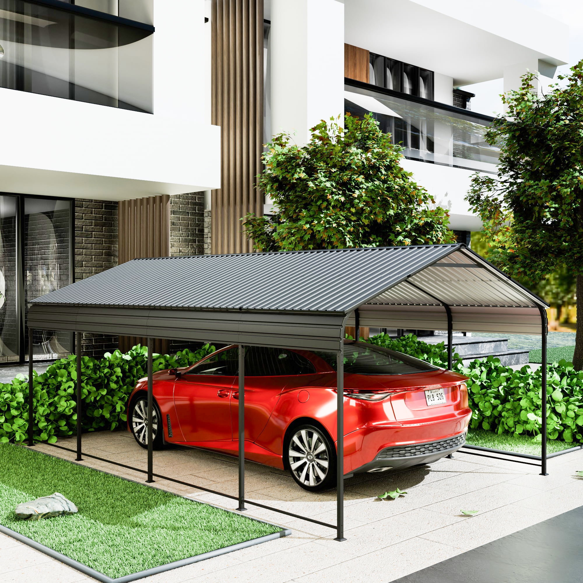 LuxyHoom 12x20 FT Carport, Heavy Duty CanopyUpdated Frame Structure ...