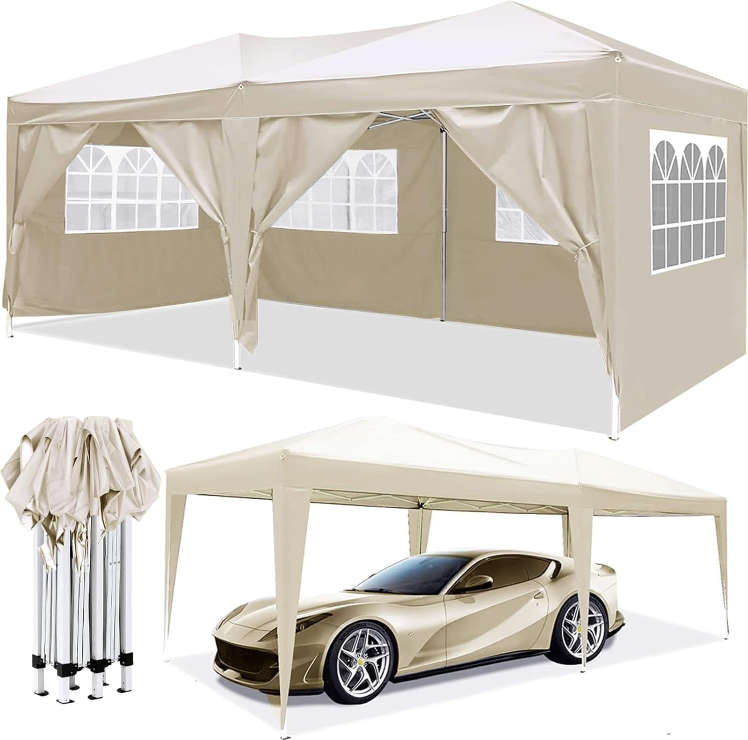 LuxyHoom Canopy Tent, 10x20 Pop Up Canopy Tent with 6 Removable ...