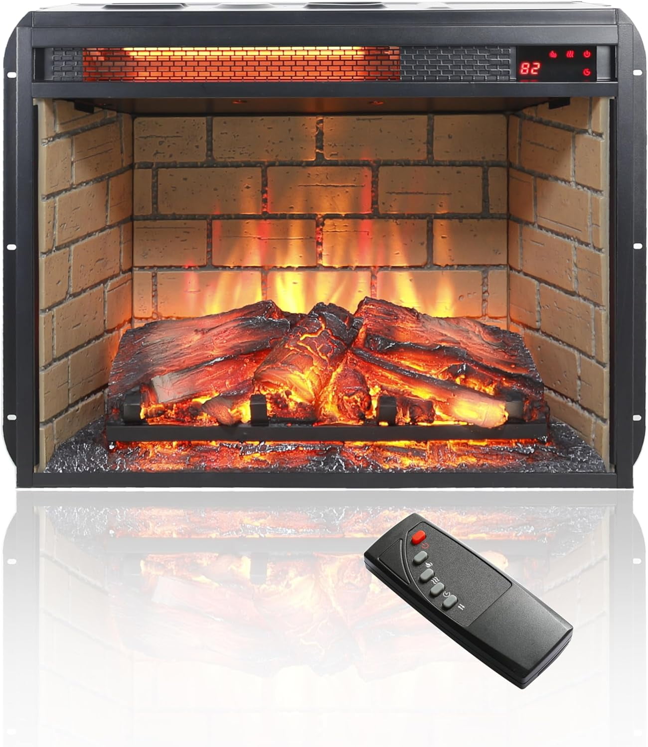 LuxyHoom Electric Fireplace Inserts 23 inch, Infrared Quartz Electric Fireplace Heater with ...
