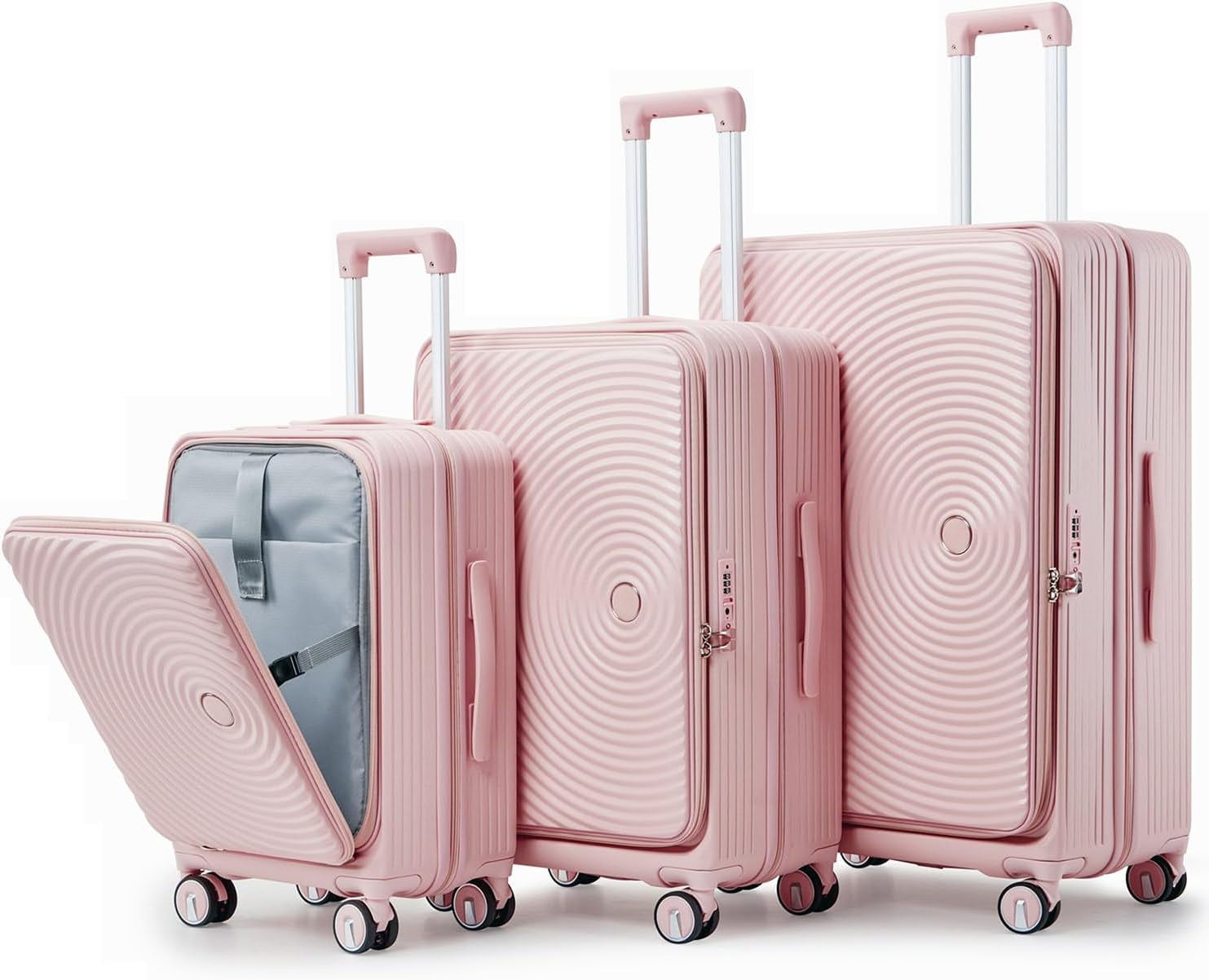 LuxyHoom Luggage 3 Piece Sets, Front Open Hardshell Luggage Sets ...