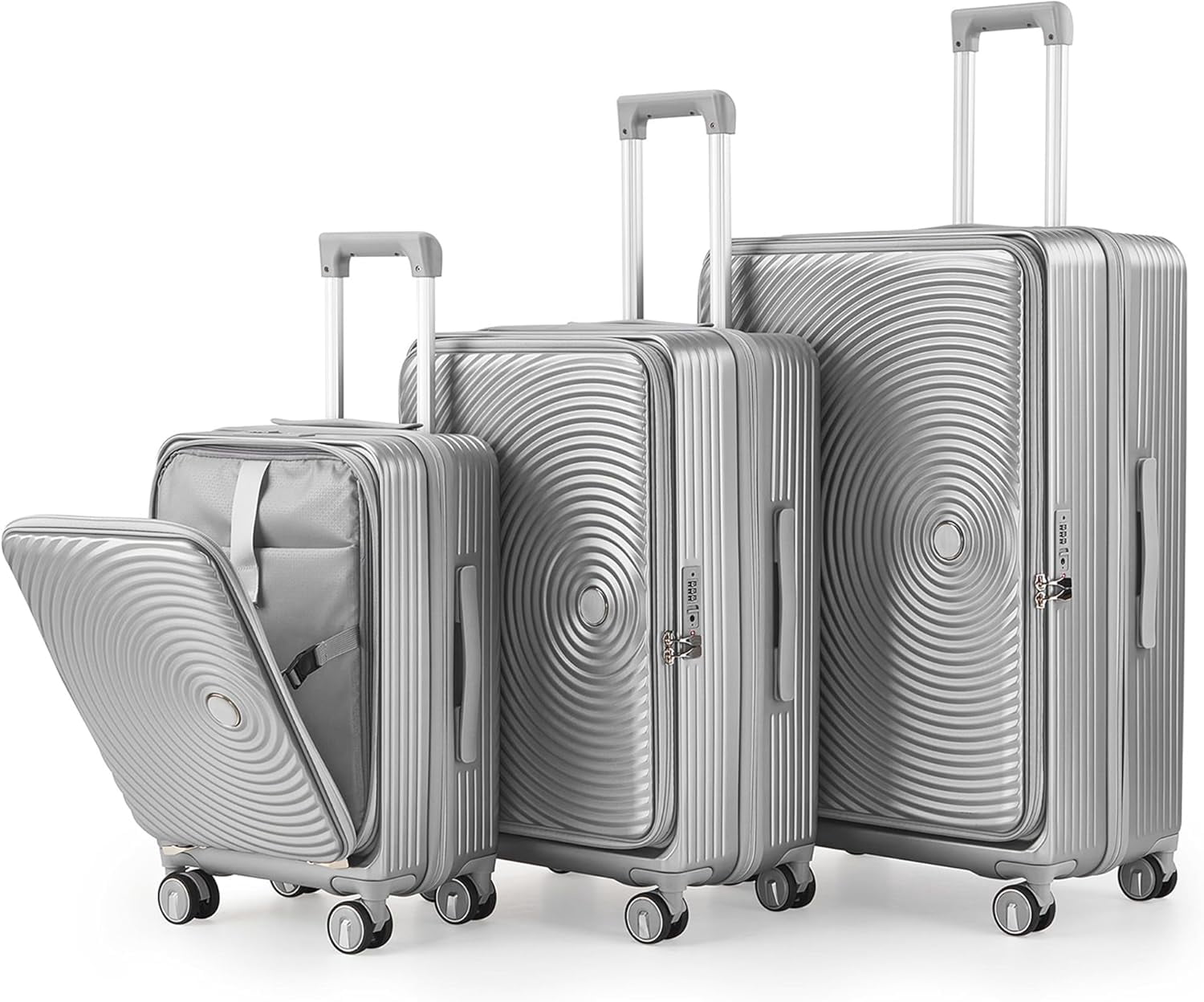 LuxyHoom Luggage 3 Piece Sets, Front Open Hardshell Luggage Sets ...