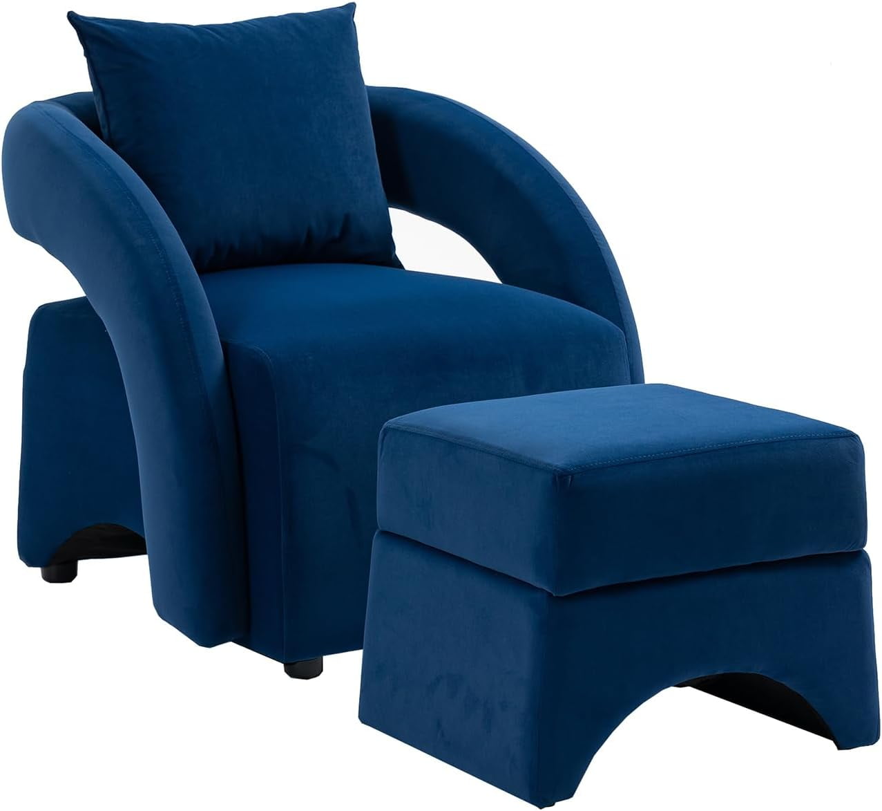 LuxyHoom Modern Accent Chair with Ottoman, Comfy Velvet Upholstered ...