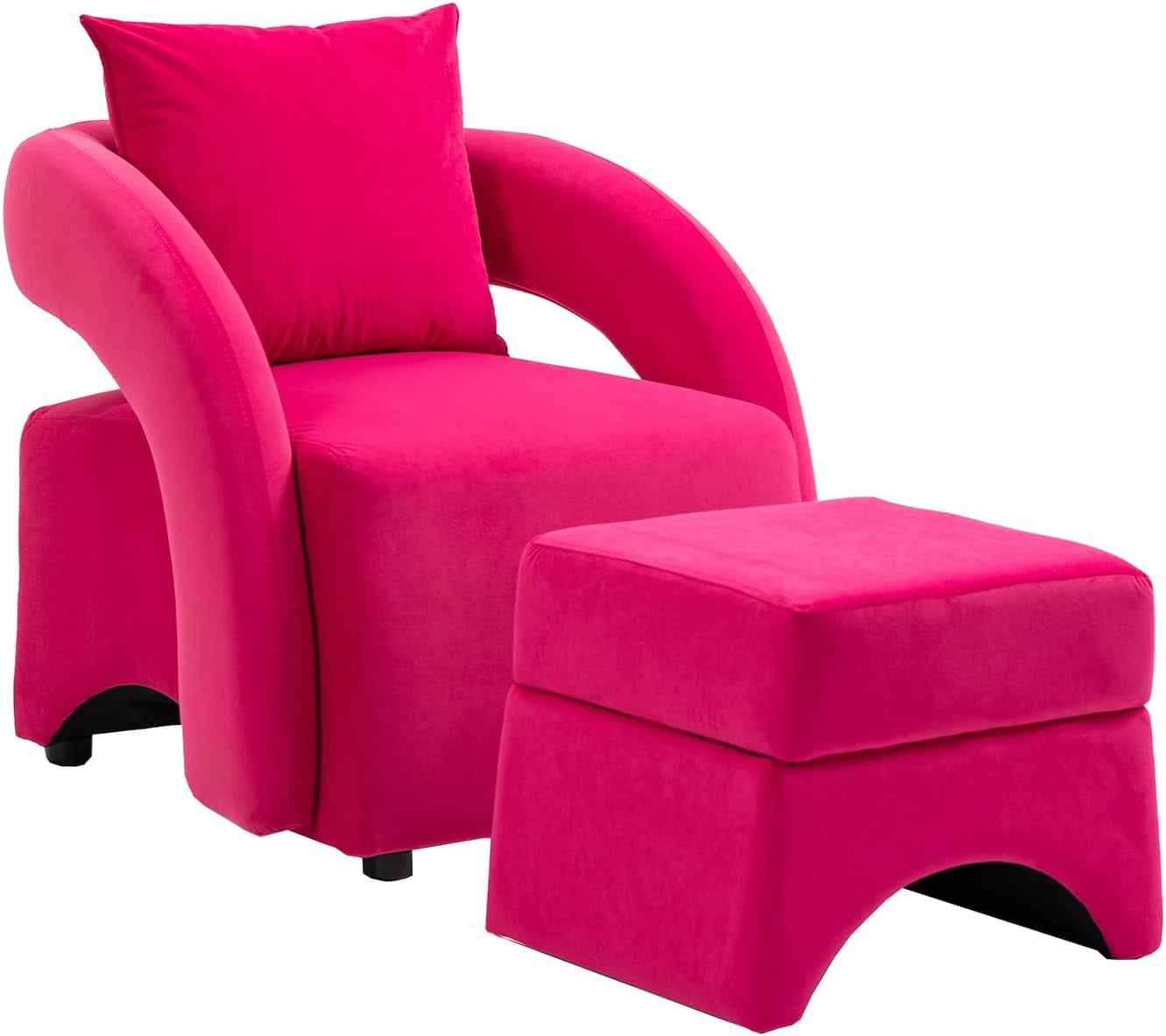 LuxyHoom Modern Accent Chair with Ottoman, Comfy Velvet Upholstered ...